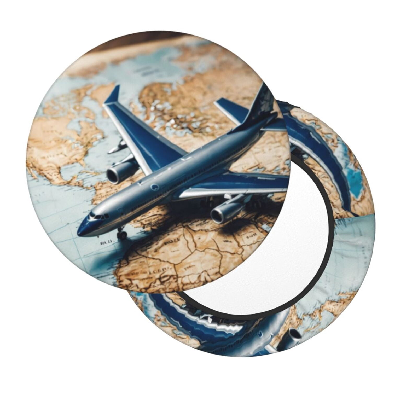 Salouo Airplane World Map Adventure Pattern Bar Stool Cushion Cover ...