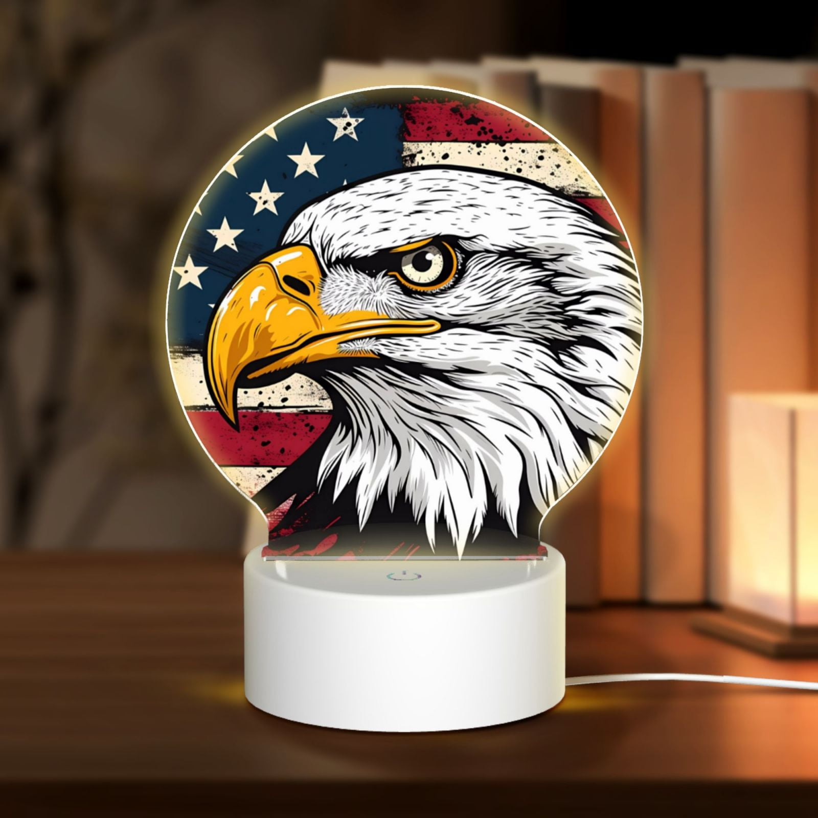 Salouo American Bald Eagle for Round Acrylic Night Light - Acrylic ...