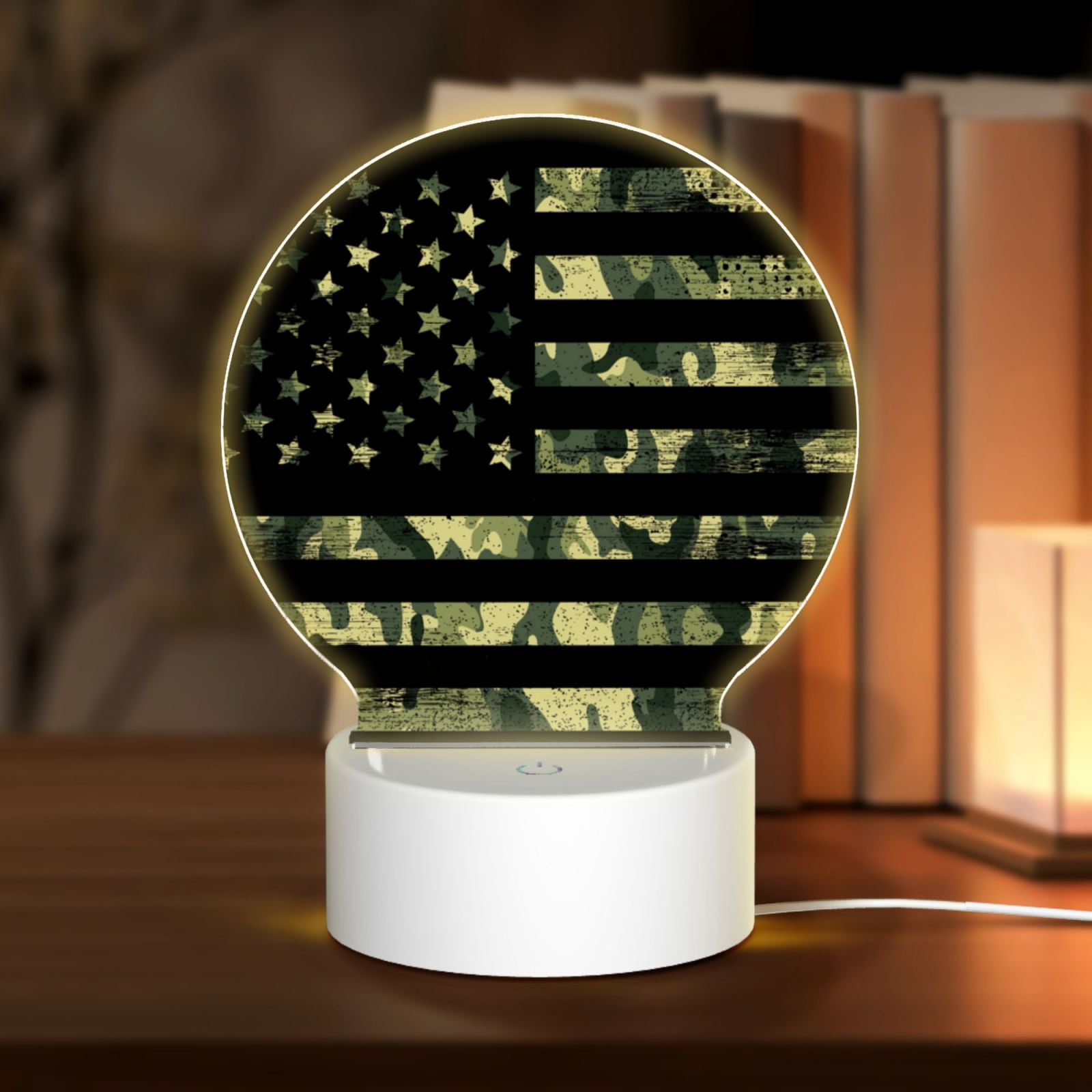 Salouo American Flag Camo for Round Acrylic Night Light - Acrylic ...