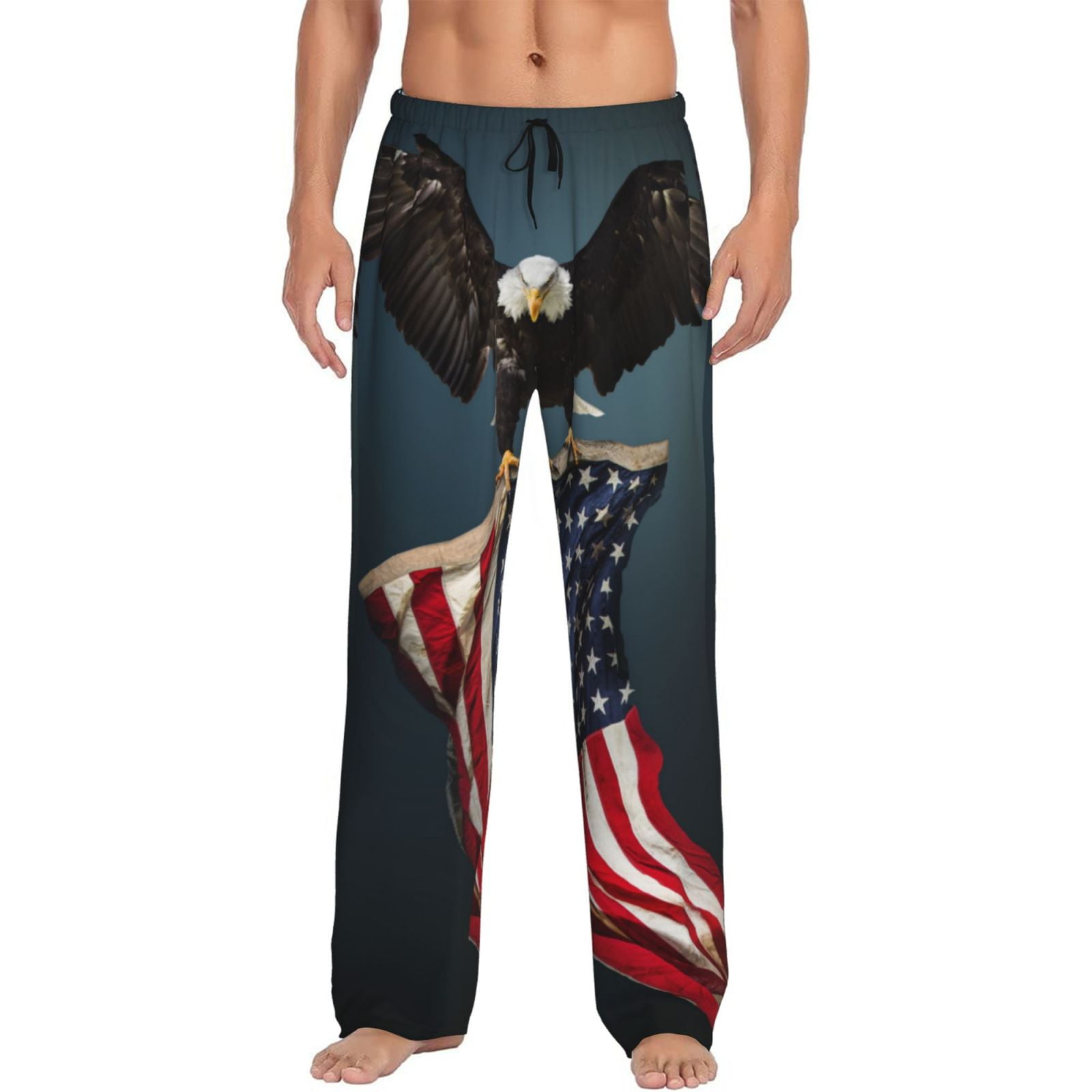 Salouo American Flag Print Pajama Pants for Men, Lounge Pants Elastic ...