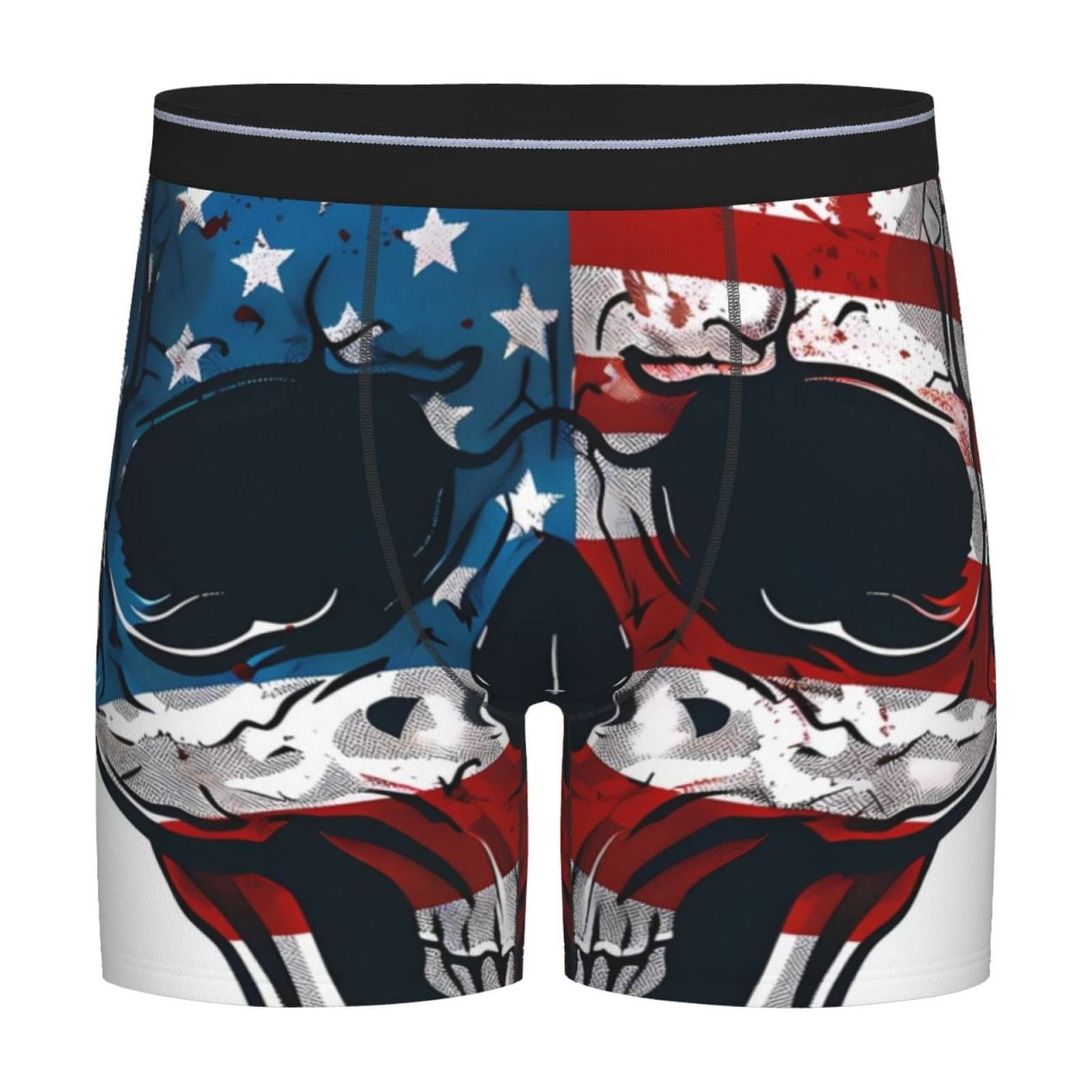Salouo American Flag Skull Pattern Men's Boxer Briefs, Soft ...