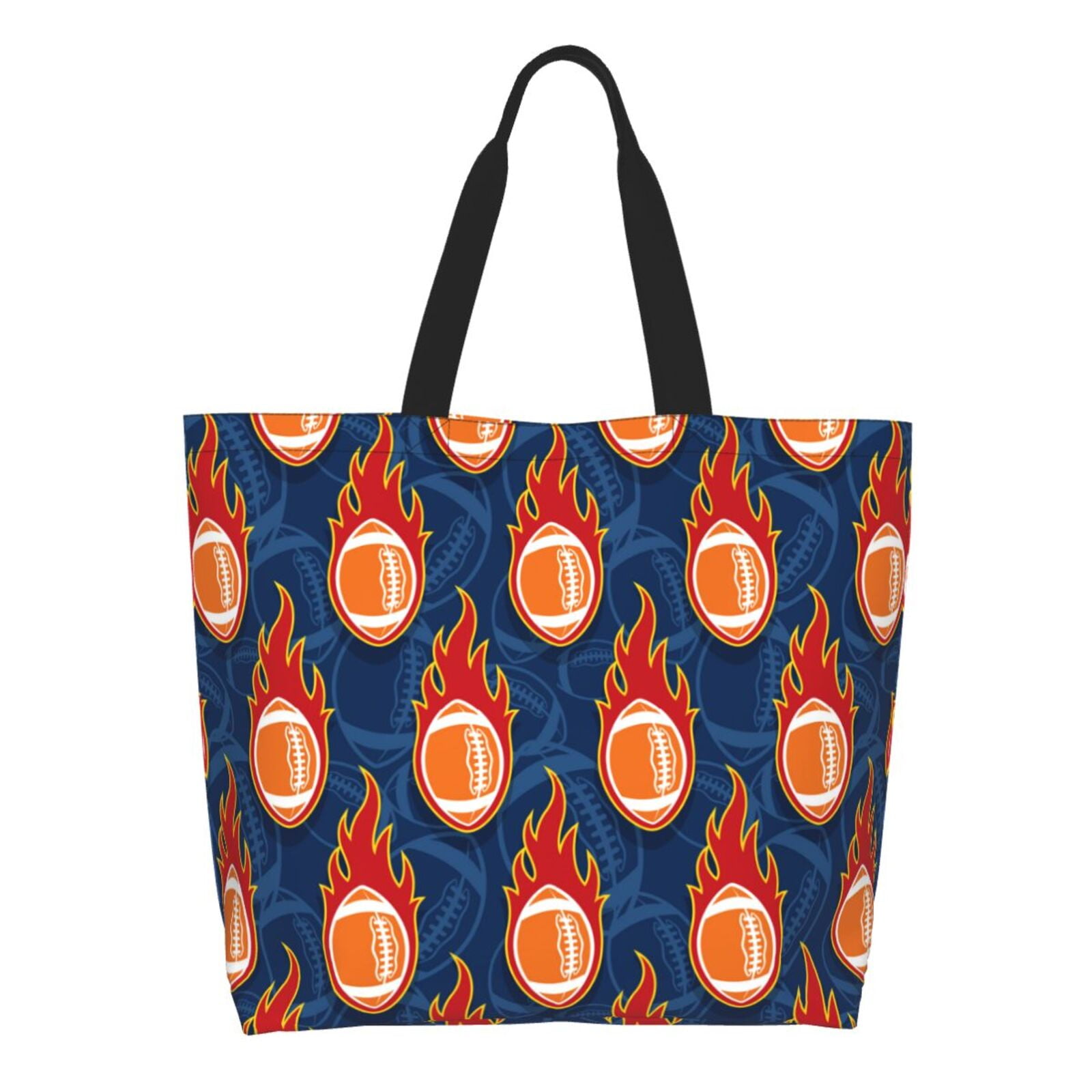 Salouo American Football and Fire Flames for Tote Bag for Women ...