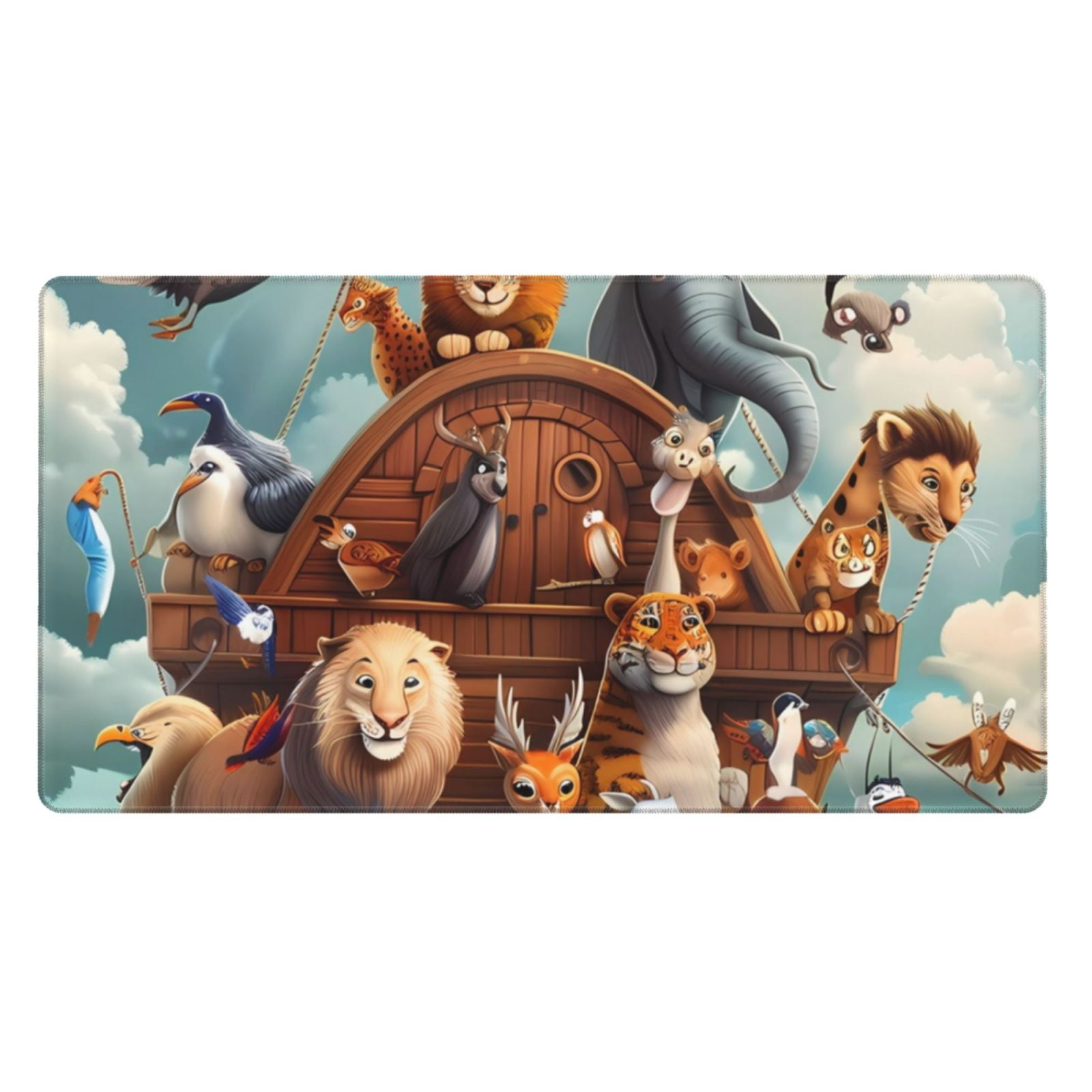 Salouo Animal Filled Noahs Ark Print Large Mouse Pad,Extended Mat Desk ...