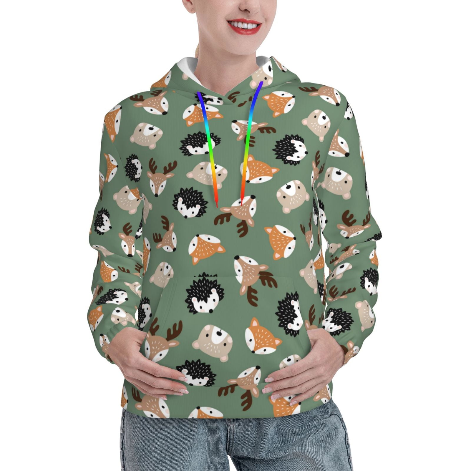 Salouo Animal Heads Pattern Hoodie Sweatshirts for Women, Autumn ...