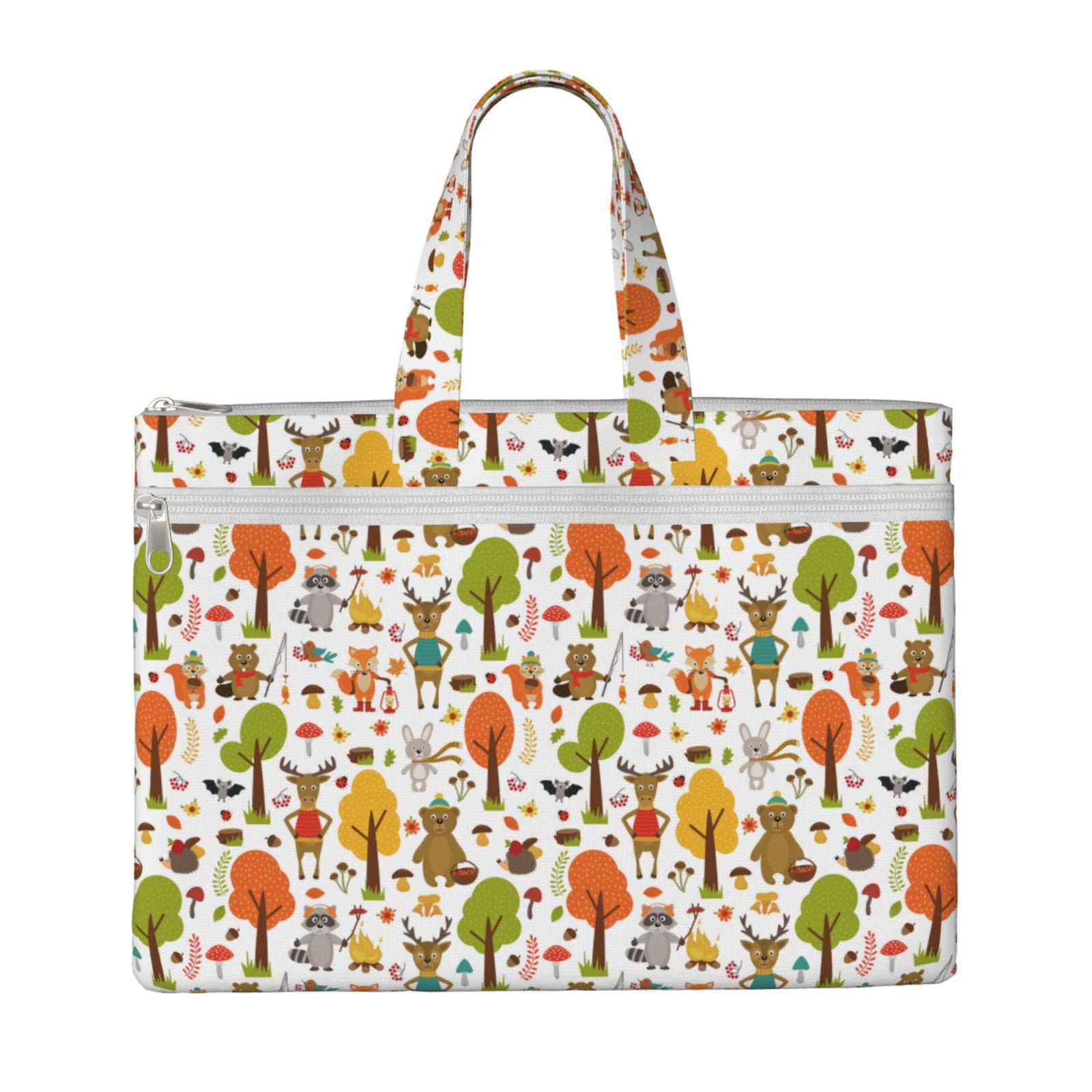 Salouo Animals Forest for Canvas Tote File Bag, Tote Bag With Zipper ...