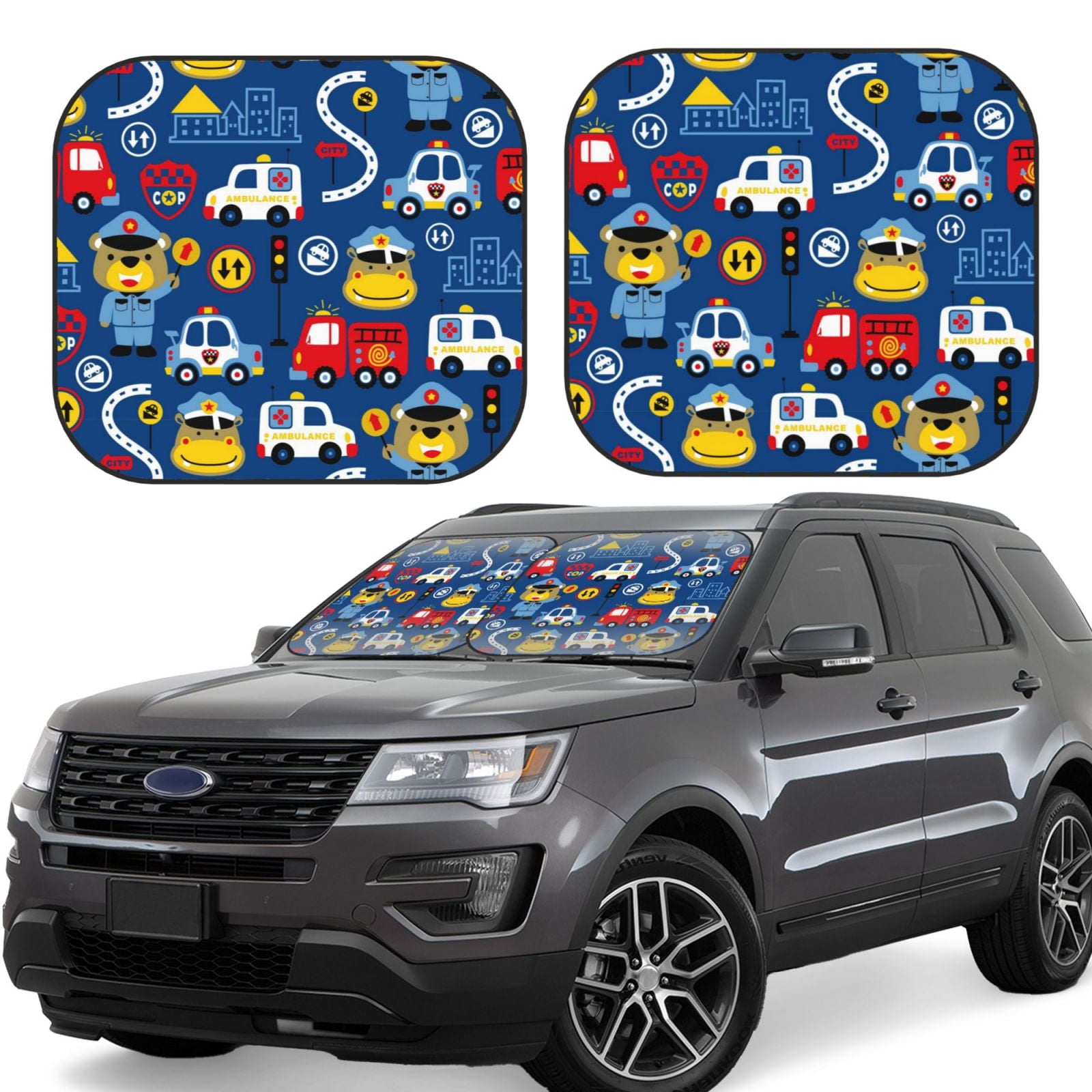 Salouo Animals Rescue Team Pattern Car Windshield Sun Shade Foldable ...