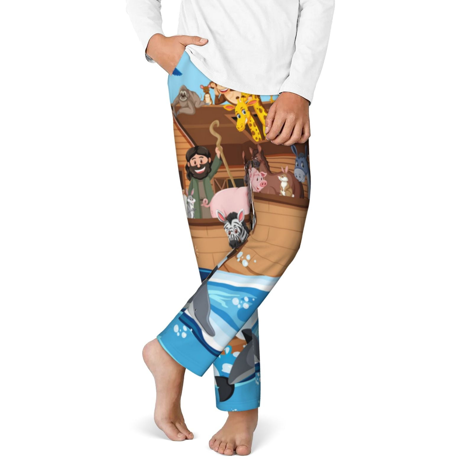 Salouo Animals on Noah's Ark Floating Pattern Boys Pajama Pants,Long ...