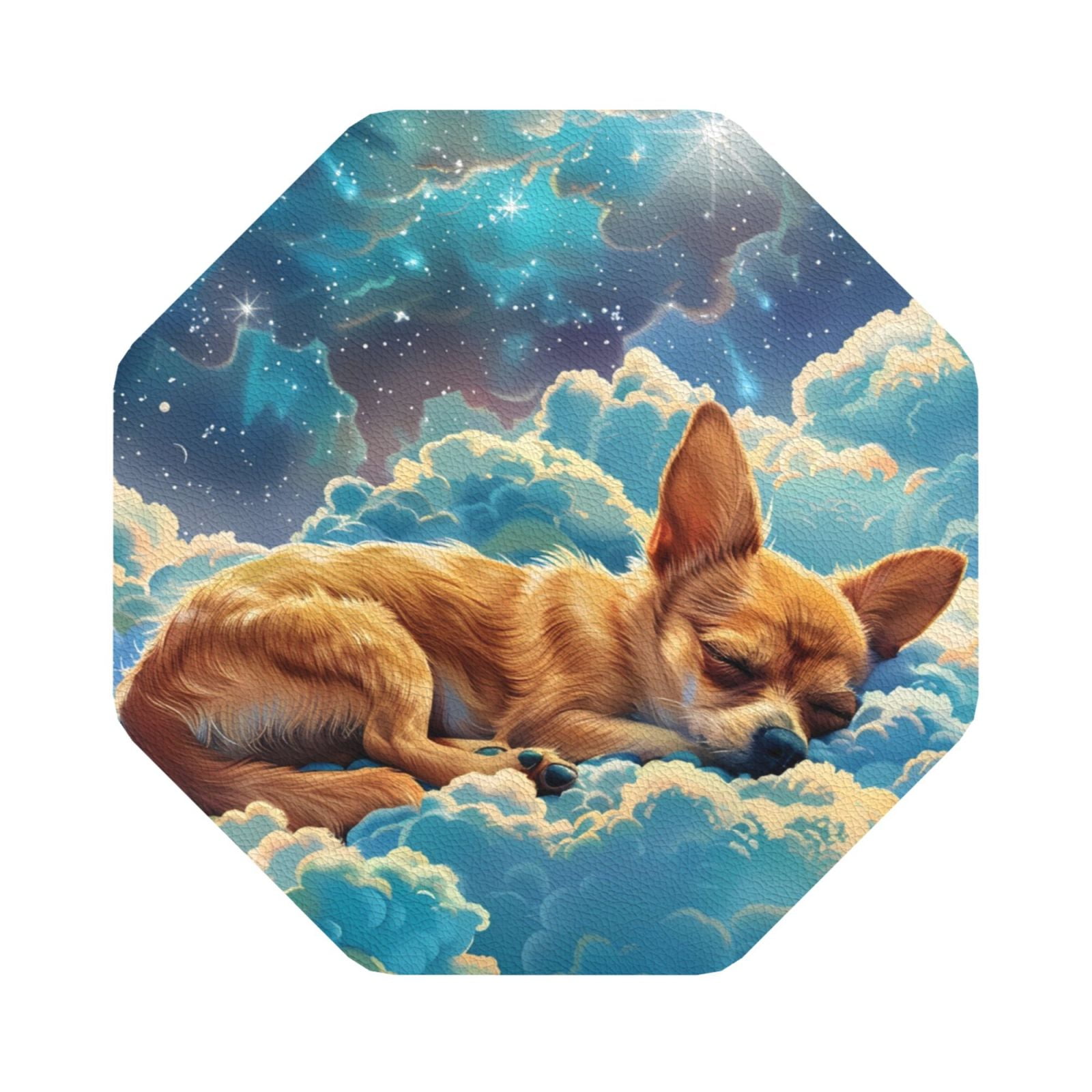 Salouo Artistic Starry Sky Cloud Dog Print Round Coaster,Drink Coasters ...