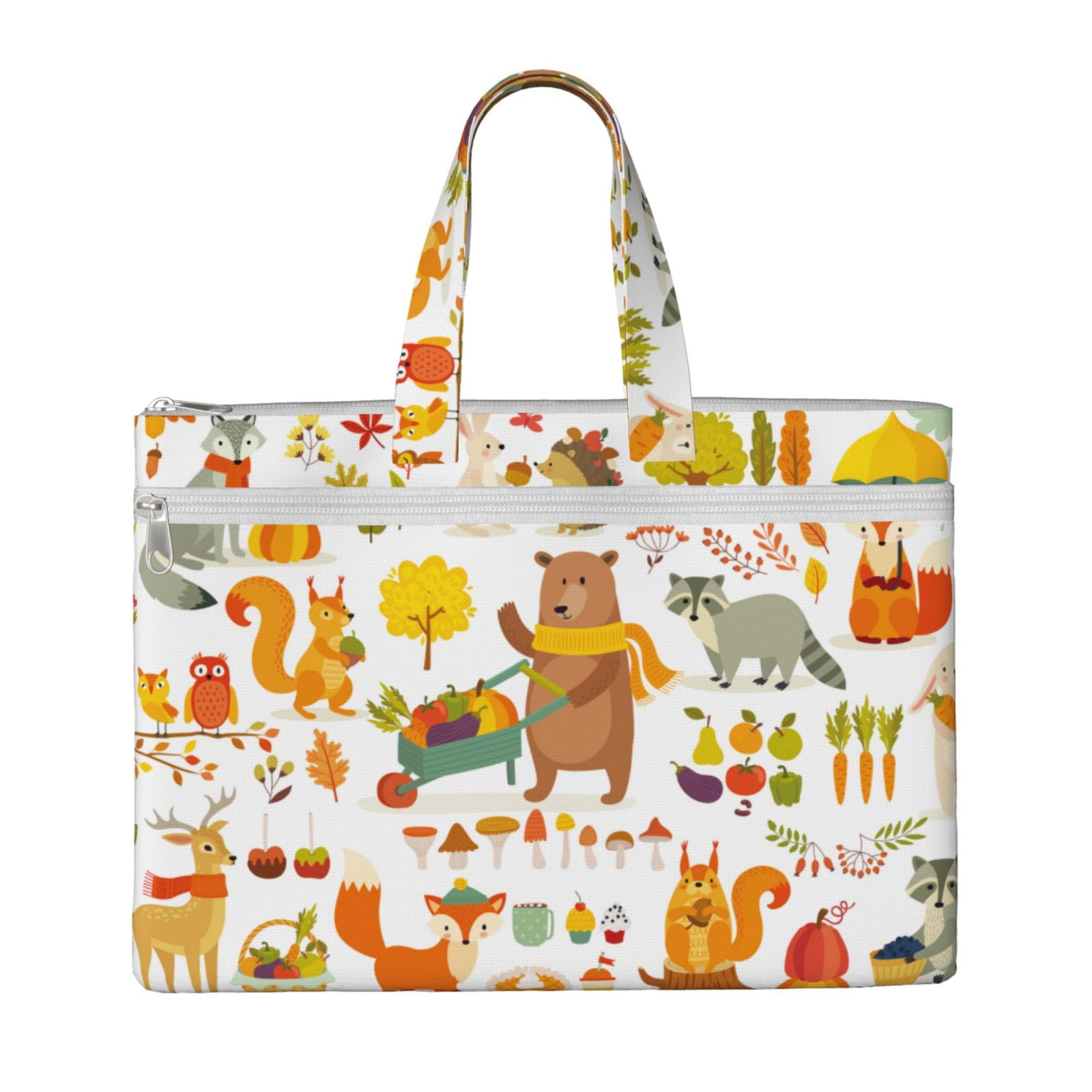Salouo Autumn Forest Animals for Canvas Tote File Bag, Tote Bag With ...