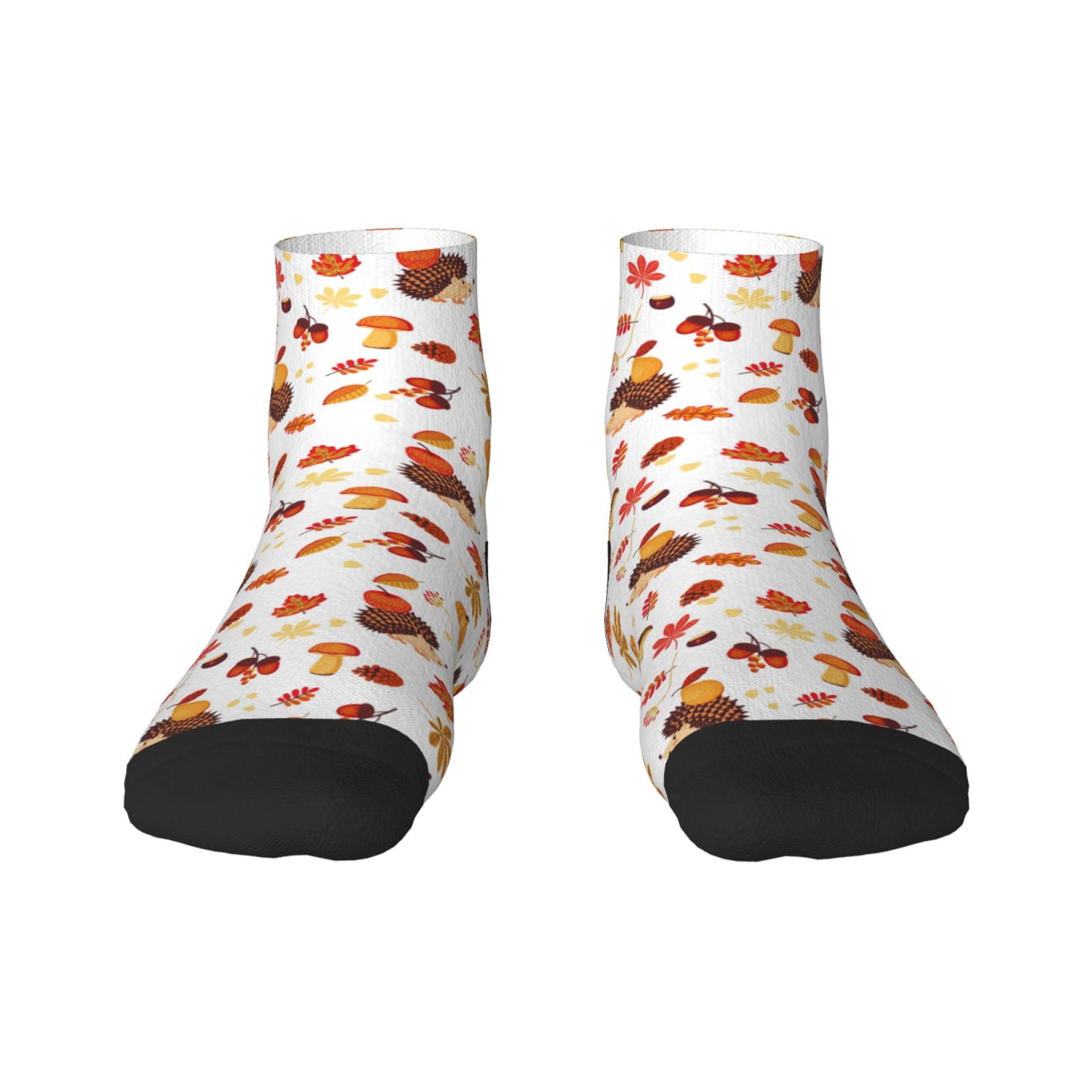Salouo Autumn Maple Leaf with Hedgehog Pattern Unisex Middle Tube Socks ...