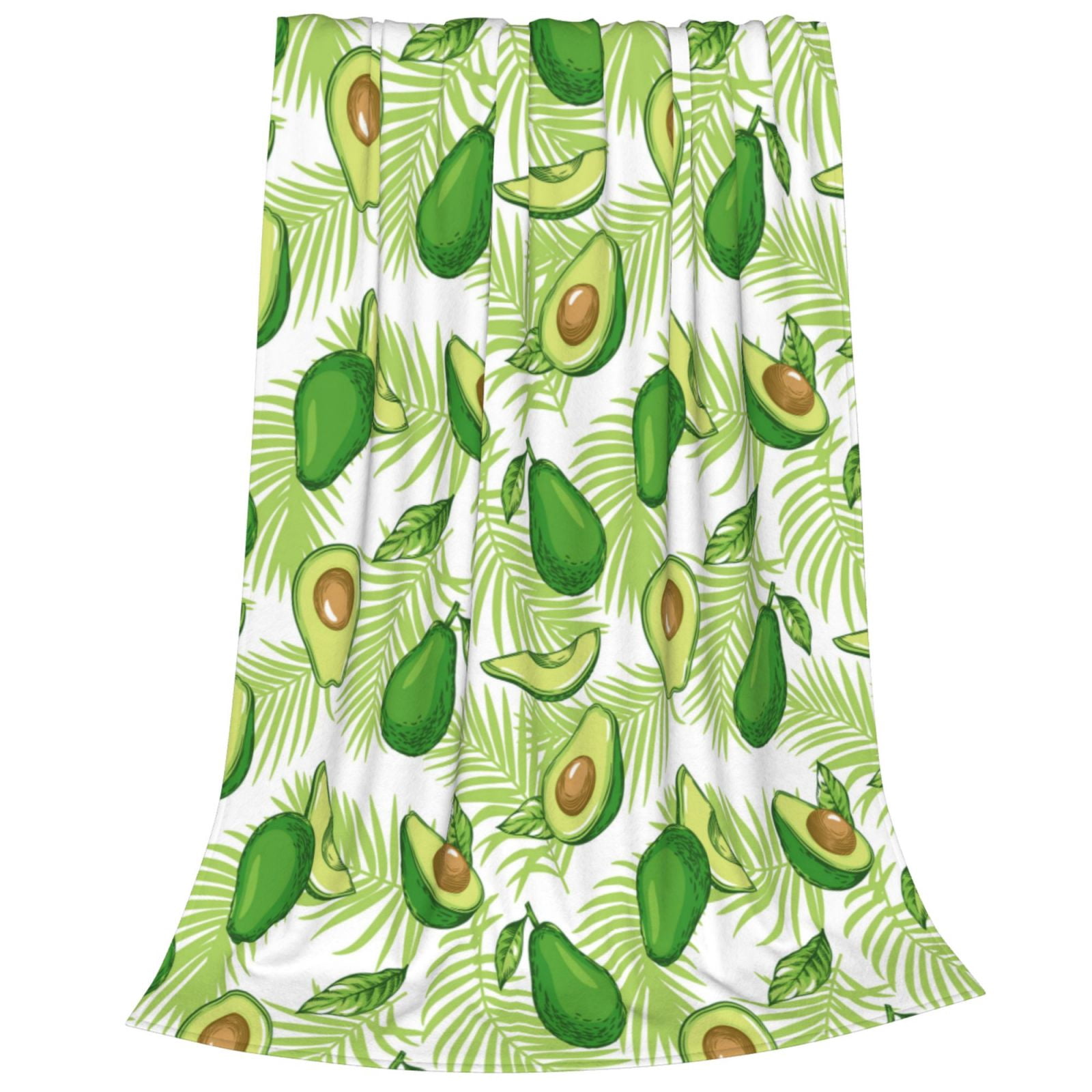 Salouo Avocado And Tropical Palm Leaves Print Bed Blankets,Flannel ...