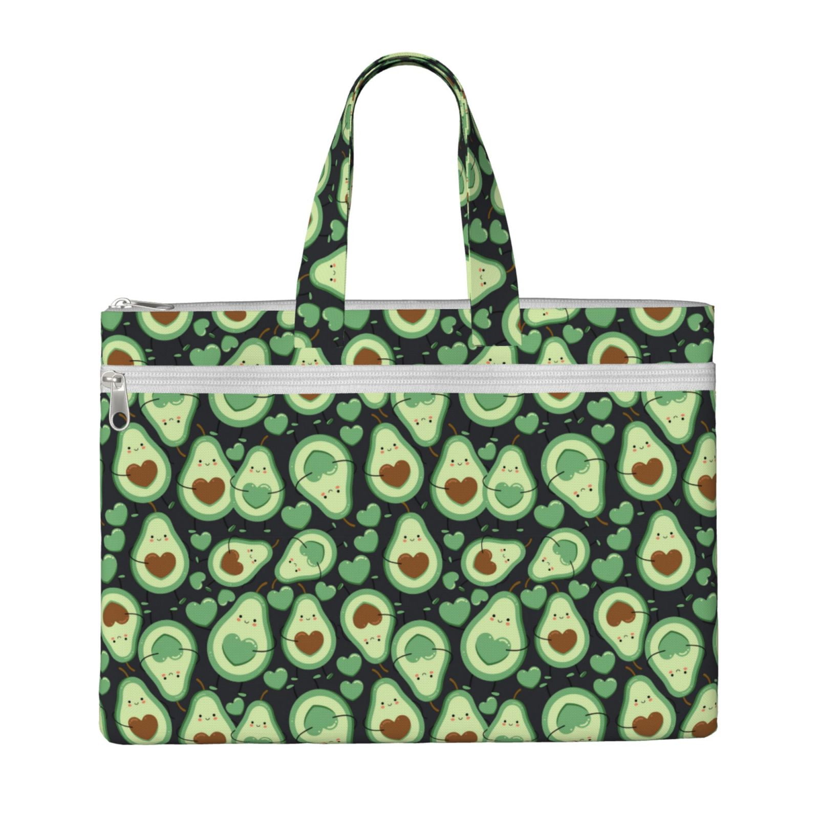 Salouo Avocado Heart for Canvas Tote File Bag, Tote Bag With Zipper ...