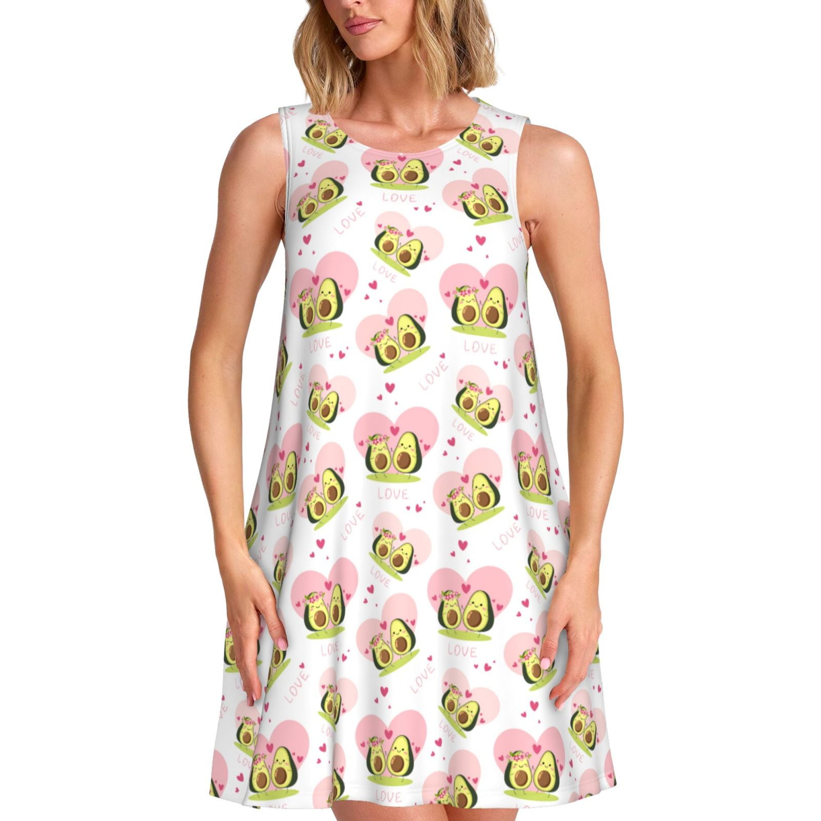 Salouo Avocado Lovers for Women's Summer Dresses 2025 Beach Casual U Neck Sleeveless Tank Loose ...