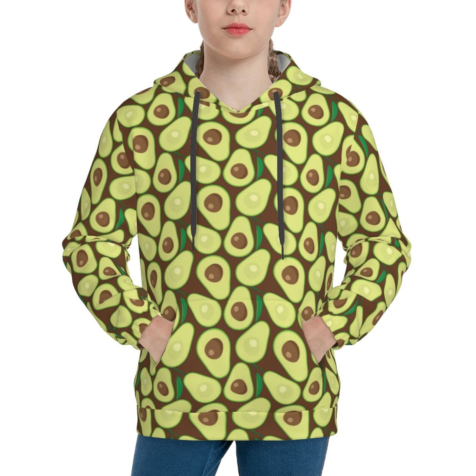 Salouo Avocado Pattern Hoodie Sweatshirt for Youth, Fall Pullover Hoodie Sweatshirt Long-Sleeve ...