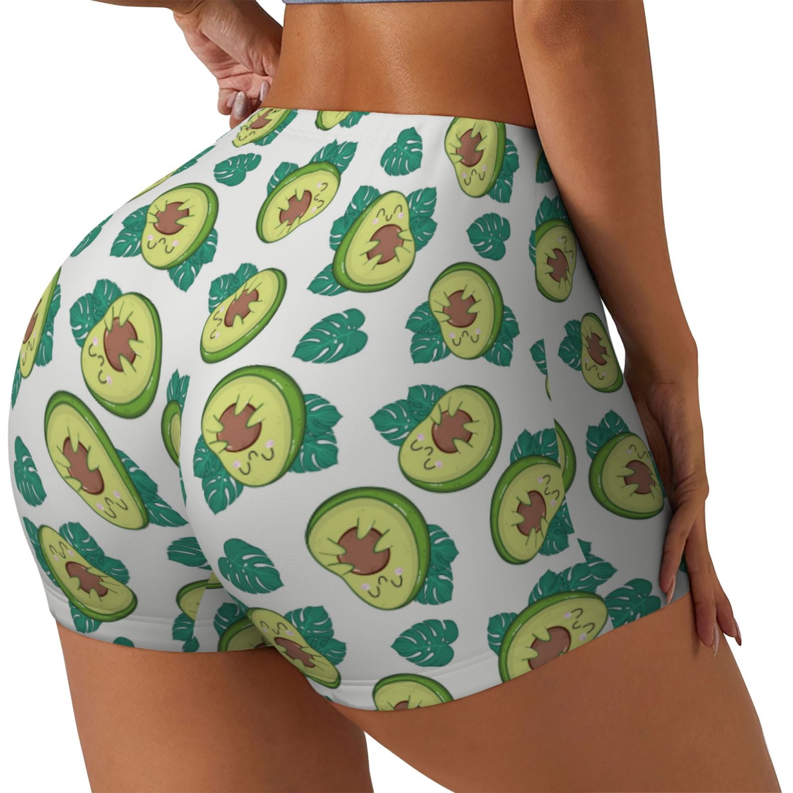 Salouo Avocado Sleeping Print Women's Athletic Shorts,Booty Shorts Biker Shorts High Waisted ...