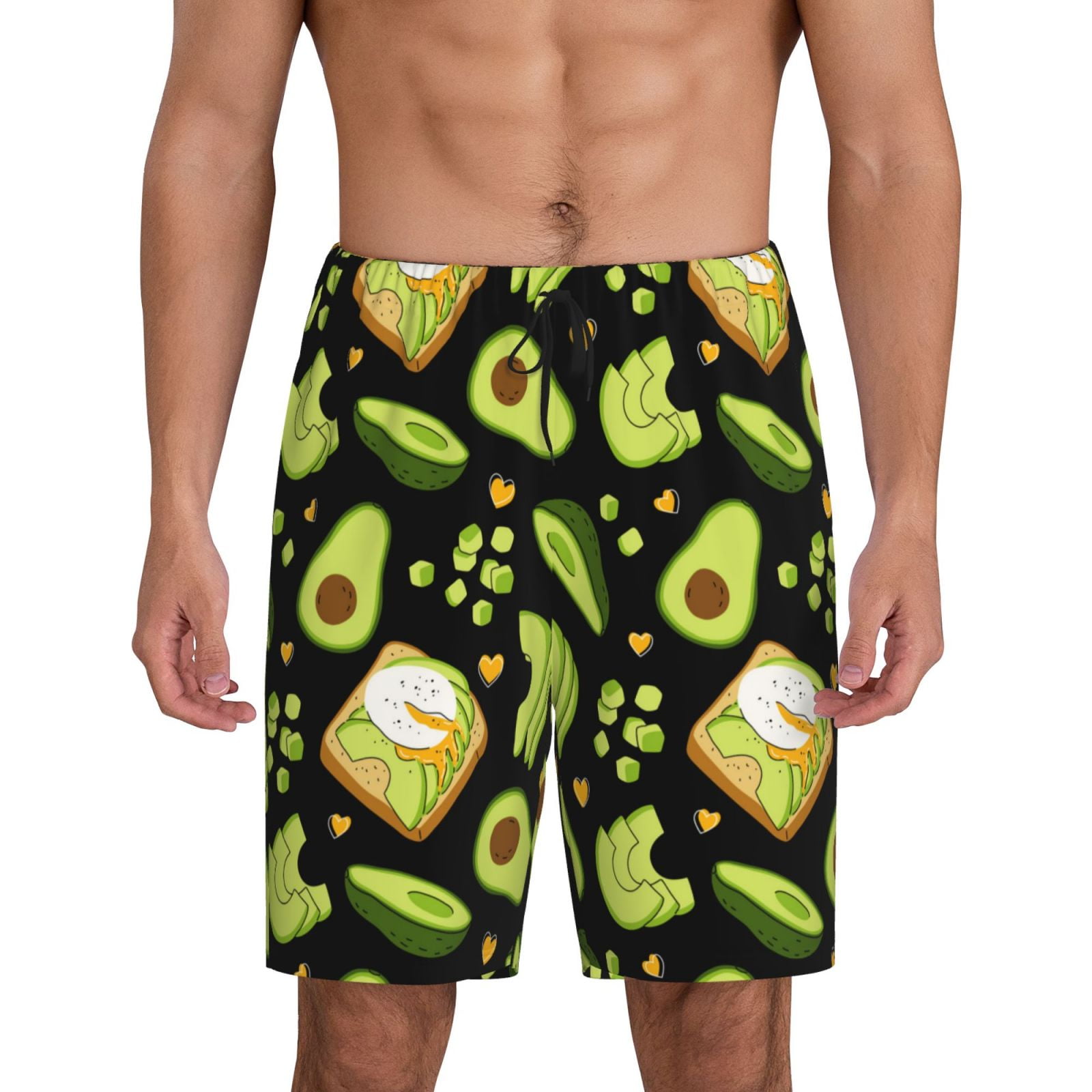 Salouo Avocado Toast Pattern Men's Sleep Pajama Shorts,Pajama Bottoms Elastic Waistband Sleep ...