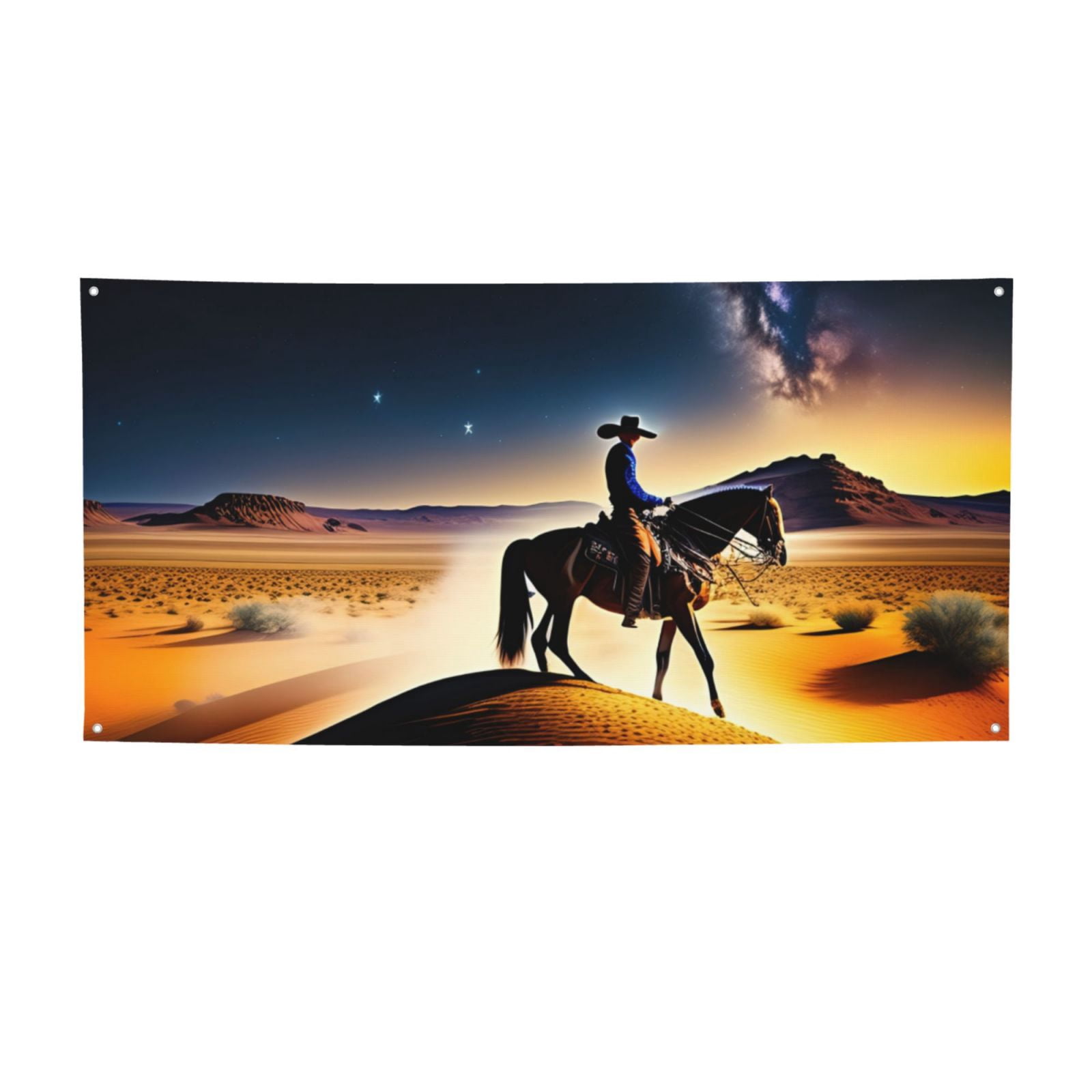 Salouo Azure Sky Western Desert Cowboy Pattern Holiday Banner Outside ...