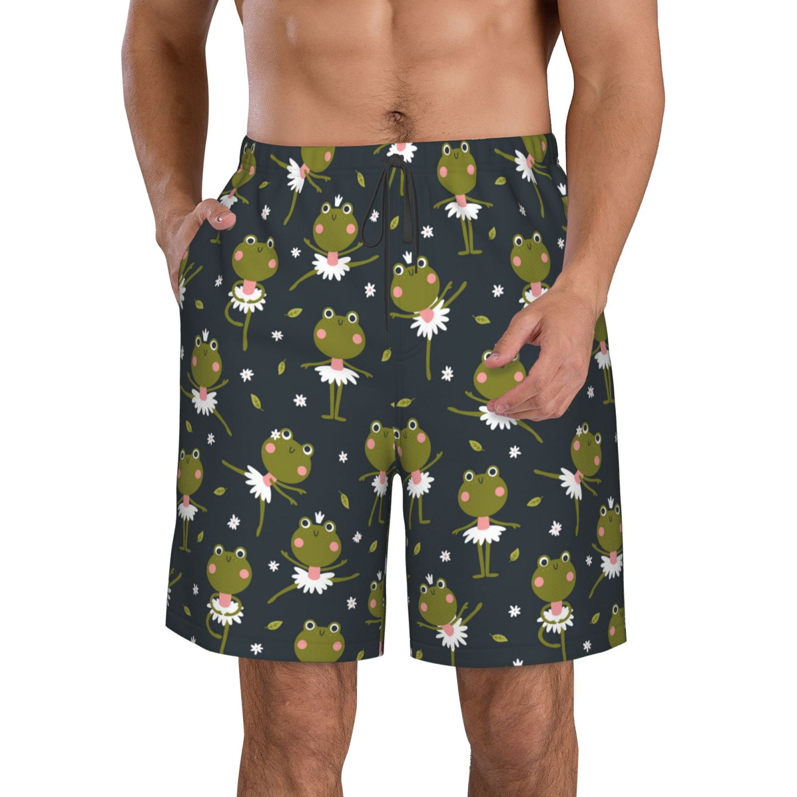 Salouo Ballerina Frogs Pattern Swim Trunks for Men,Men's Hawaiian ...