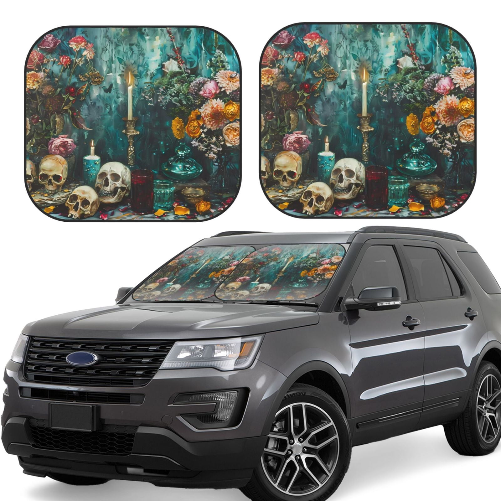 Salouo Baroque Floral Still Life Pattern Car Windshield Sun Shade ...