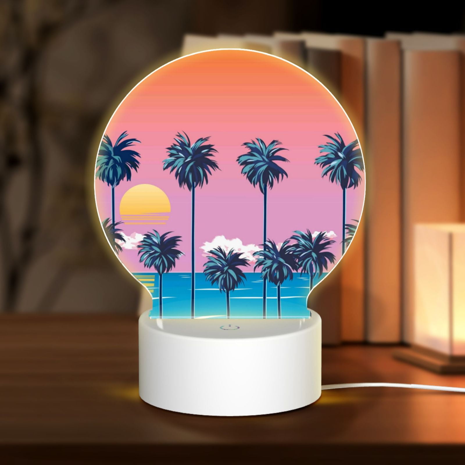 Salouo Beach with Palm Trees for Round Acrylic Night Light - Acrylic ...