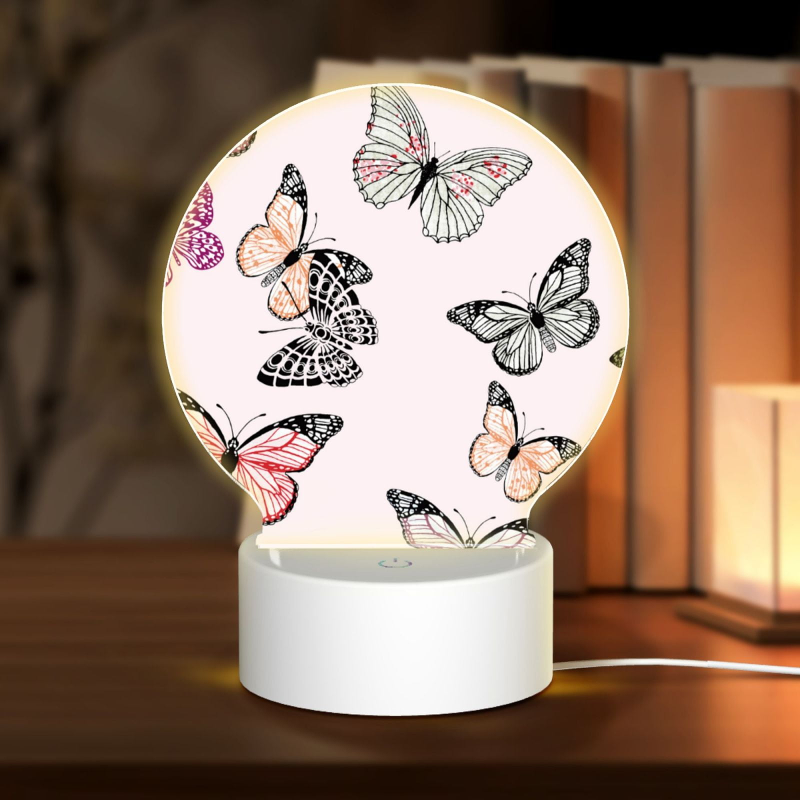 Salouo Beautiful Butterfly for Round Acrylic Night Light - Acrylic ...