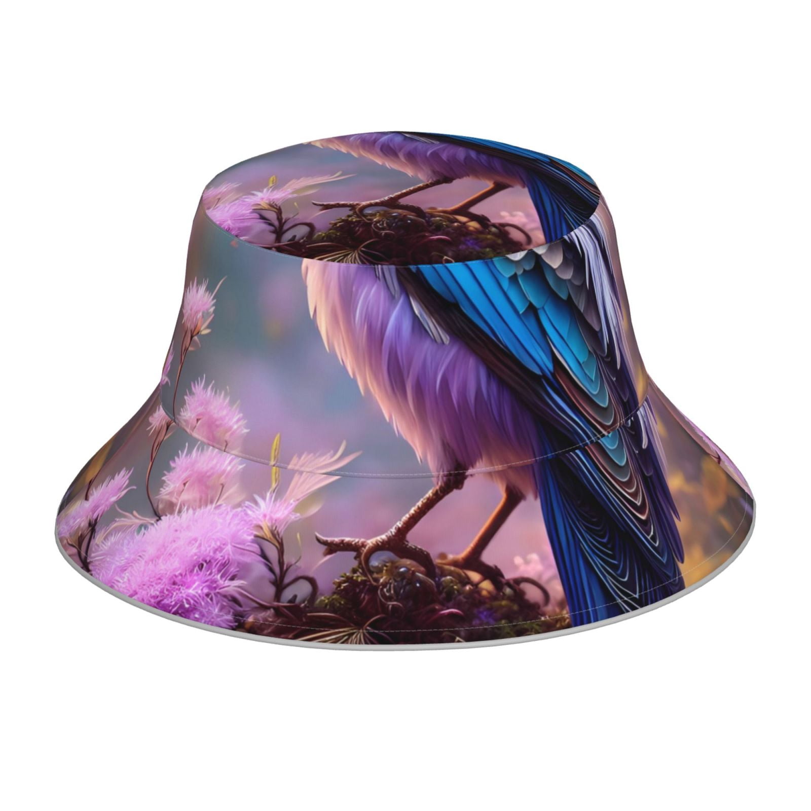 Salouo Beautiful Flower Blue Bird Print Unisex Bucket Hat, Outdoor ...