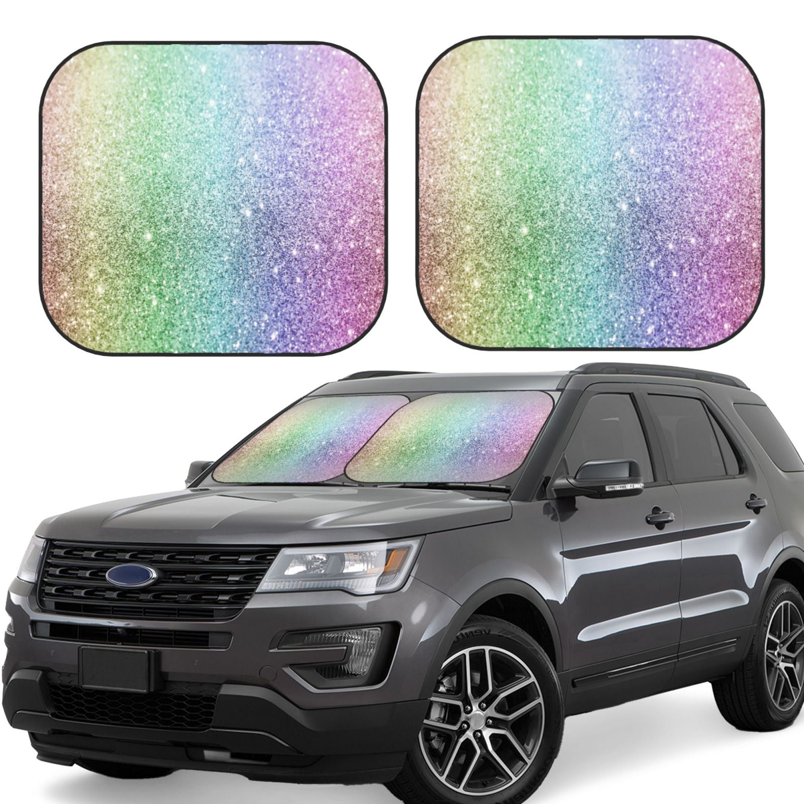 Salouo Beautiful Glitter Pattern Car Windshield Sun Shade Foldable ...