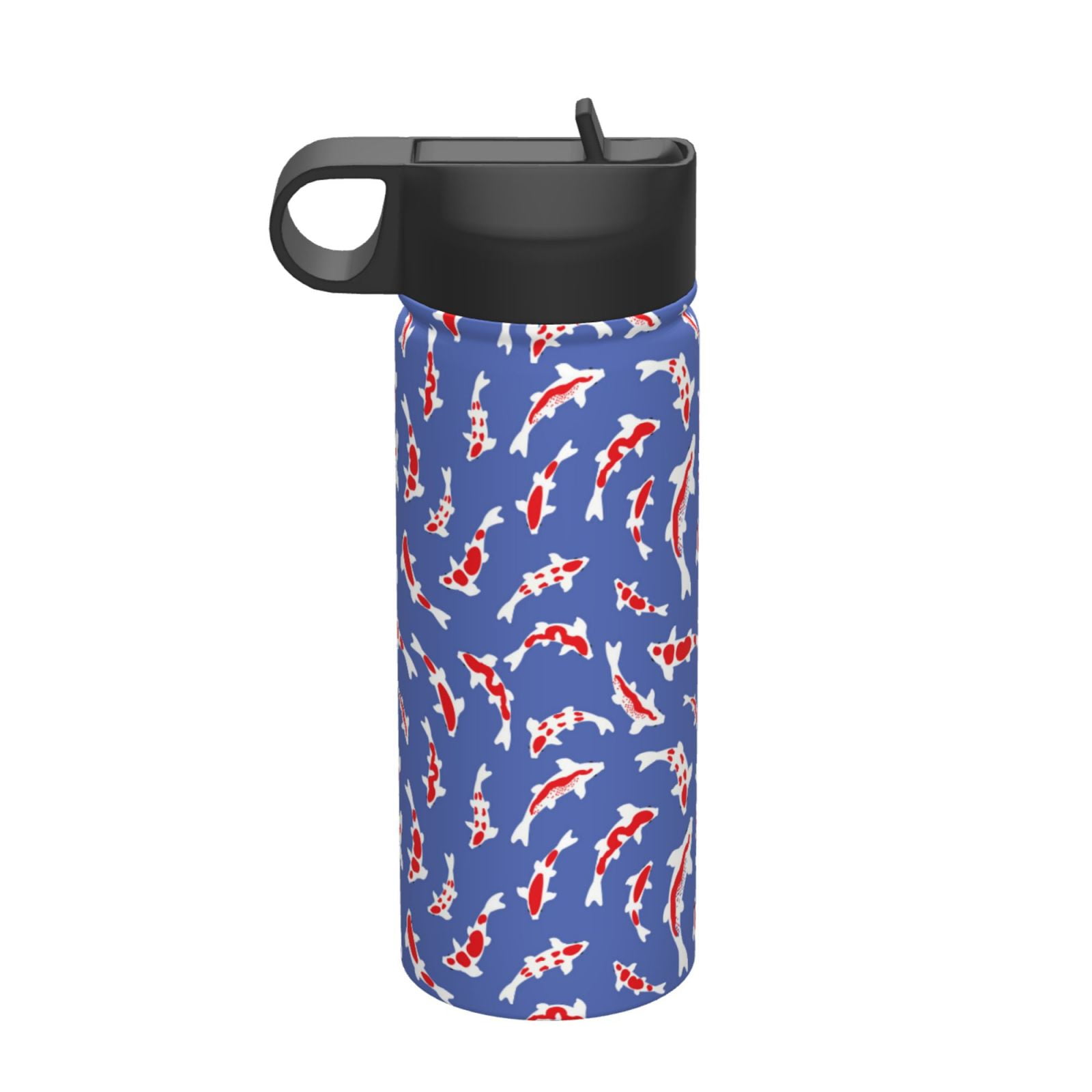 Salouo Beautiful Koi Fish Pattern 18 oz Water Bottle With Straw ...