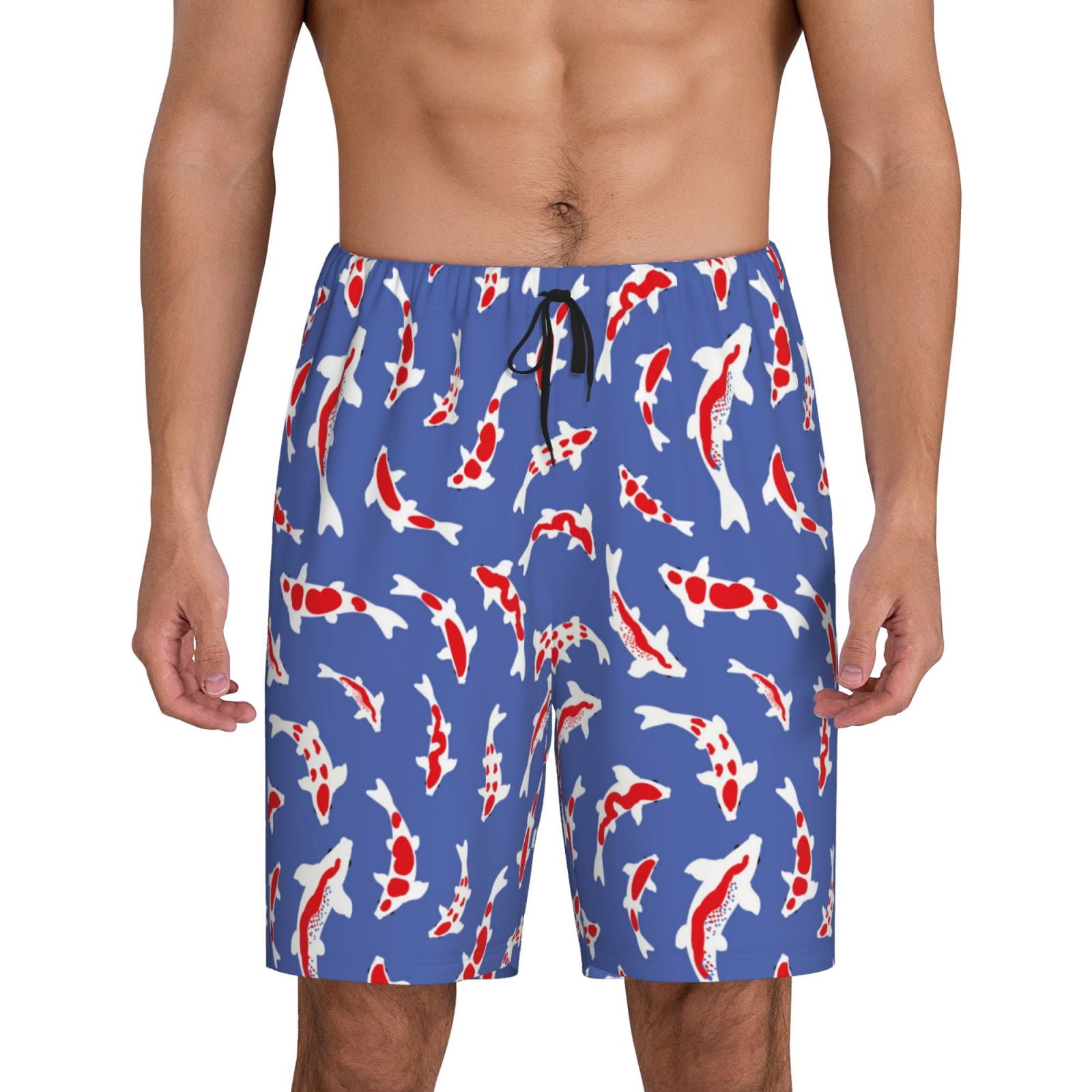 Salouo Beautiful Koi Fish Pattern Men's Sleep Pajama Shorts,Pajama ...