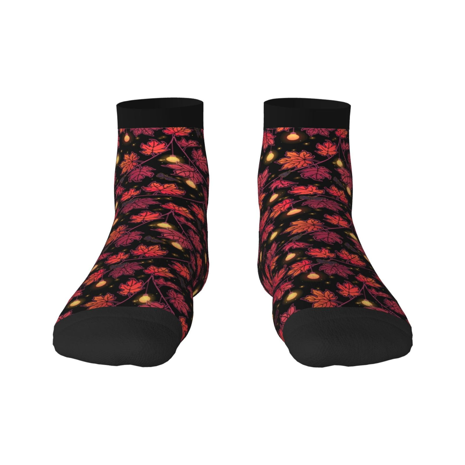 Salouo Beautiful Maple Leaf Lantern Pattern Unisex Middle Tube Socks ...