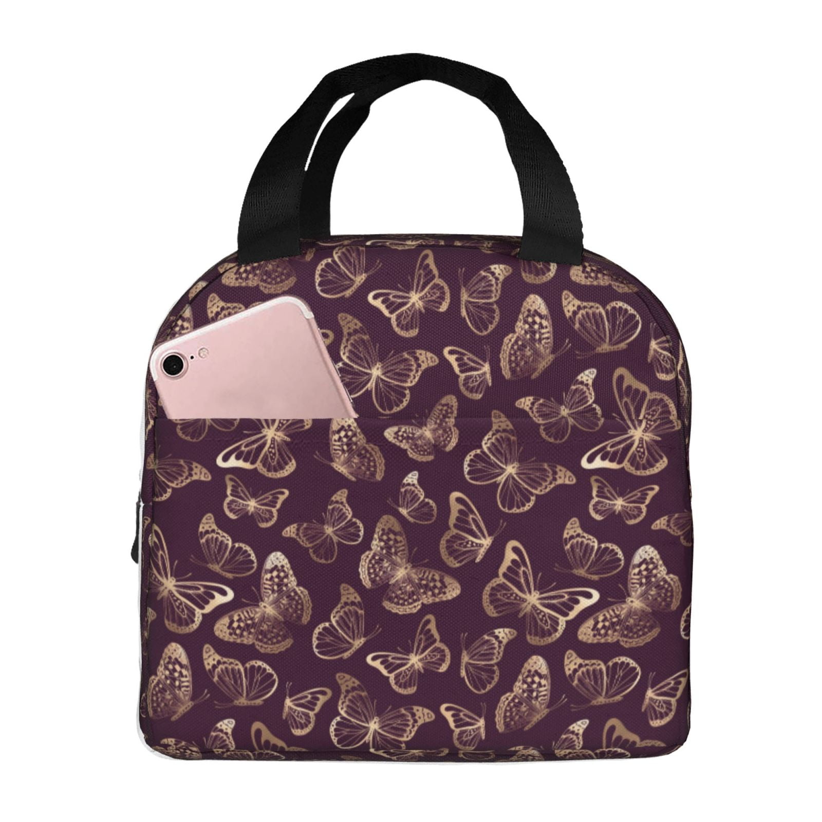 Salouo Beautiful Purple Butterflies for Unisex Lunch Bag Leakproof ...
