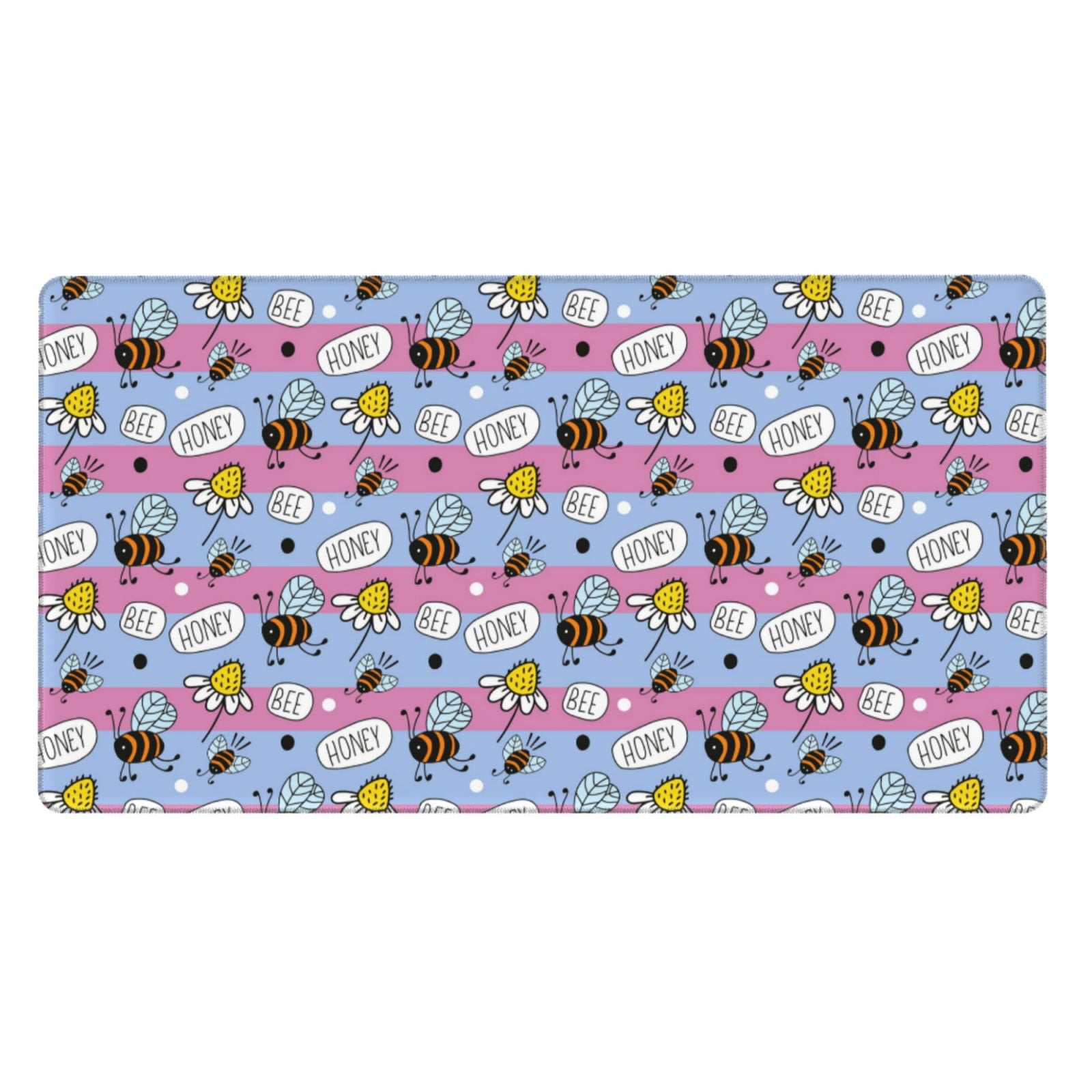 Salouo Bees And Daisies Striped Print Large Mouse Pad,Extended Mat Desk ...