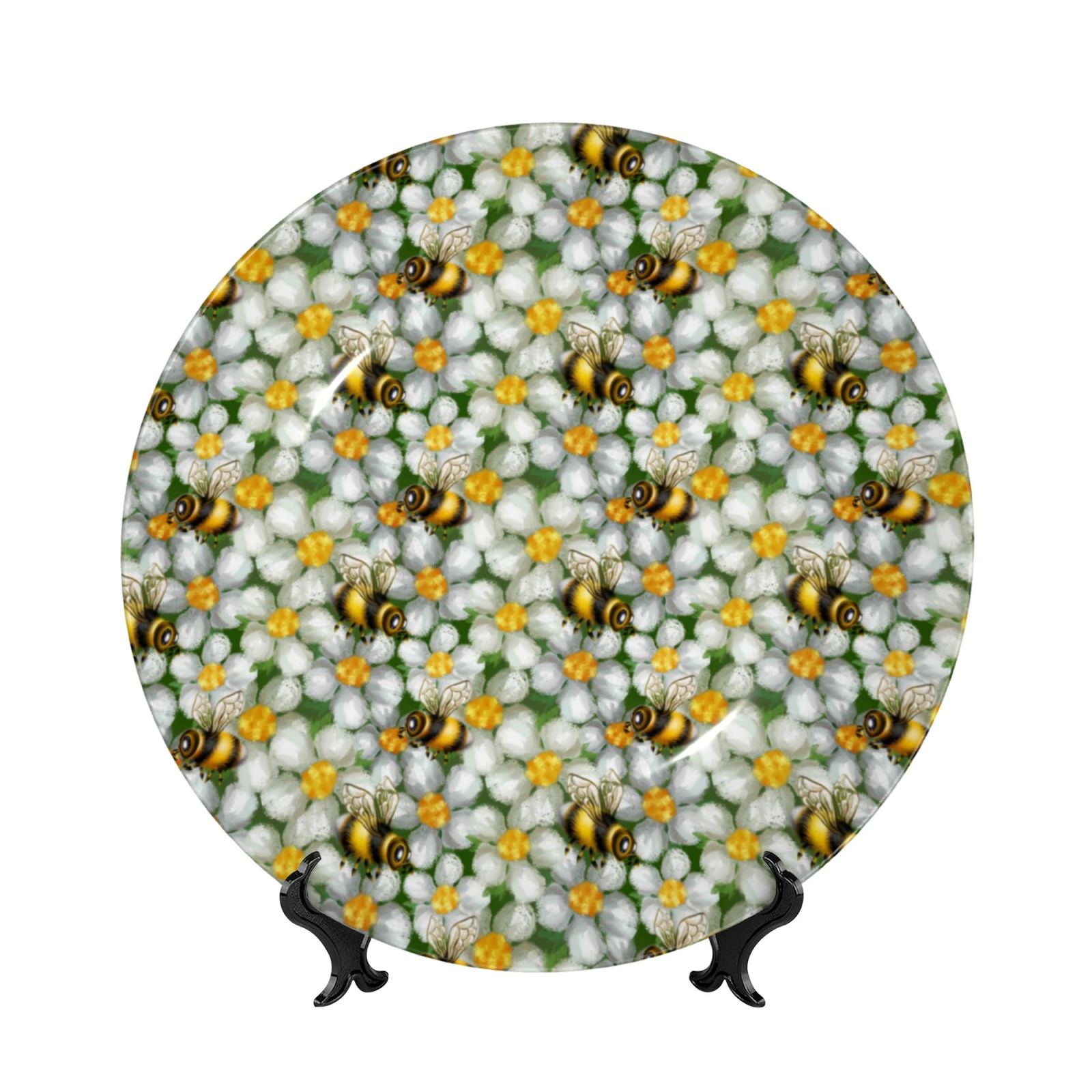 Salouo Bees and Flower Pattern Bone China Decorative Plate,Holiday ...