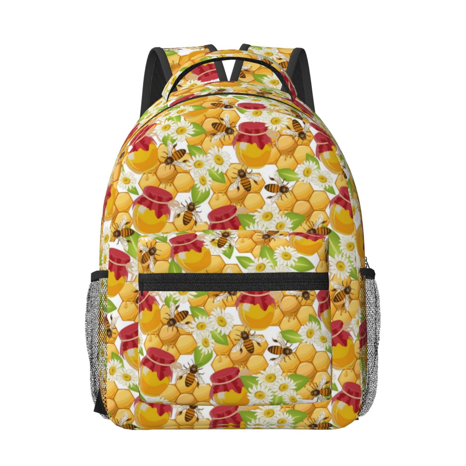 Salouo Bees Honeycomb Jars Of Honey Flowers Print Laptop Backpack 16.5 ...