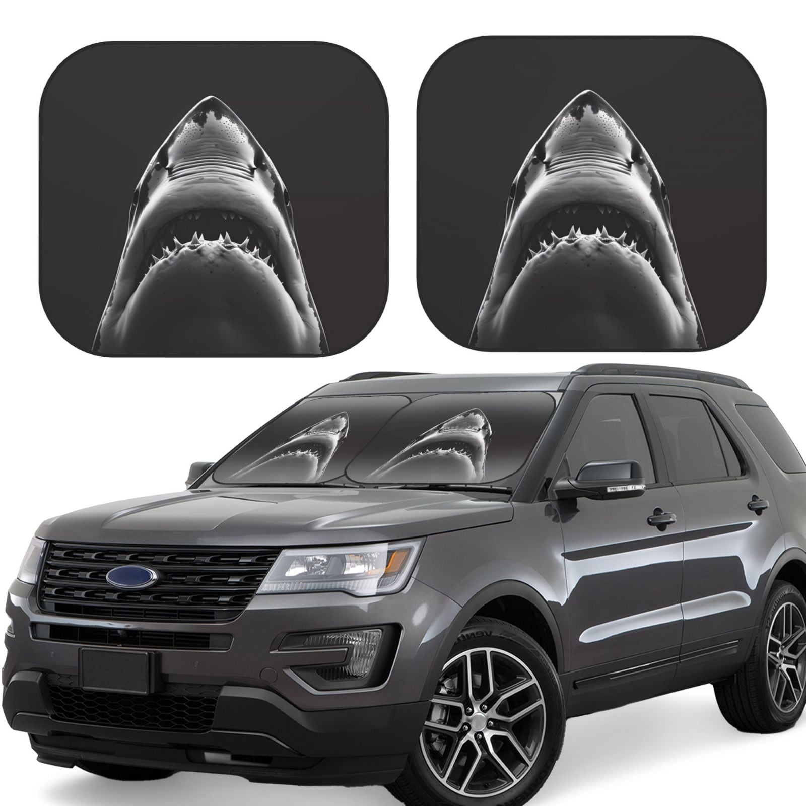 Salouo Black And White Shark Pattern Car Windshield Sun Shade Foldable ...