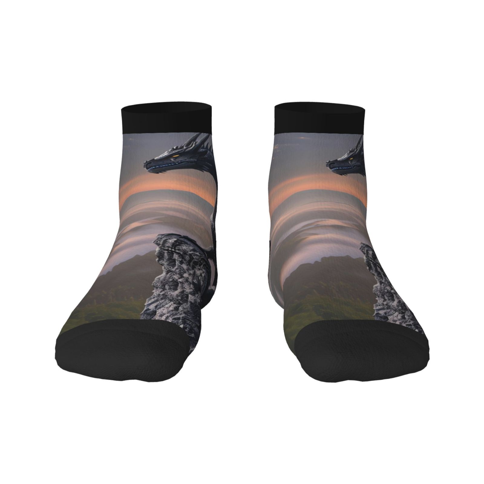 Salouo Black Dragon Cliff Dawn Pattern Unisex Middle Tube Socks,Middle ...