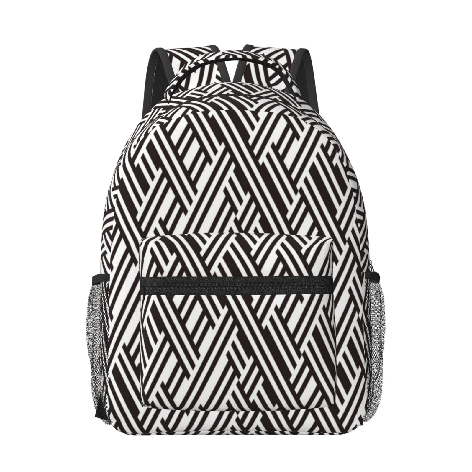 Salouo Black White Stripes Print Laptop Backpack 16.5'' Daypack Carry ...