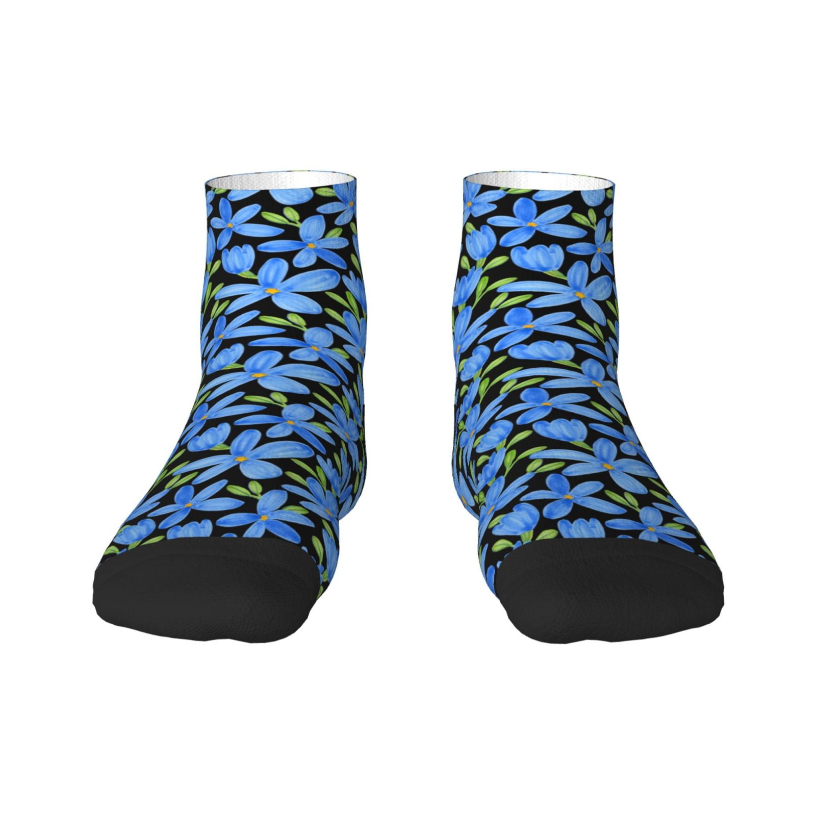 Salouo Blue Flowers Pattern Unisex Middle Tube Socks,Middle-Finger Knee ...
