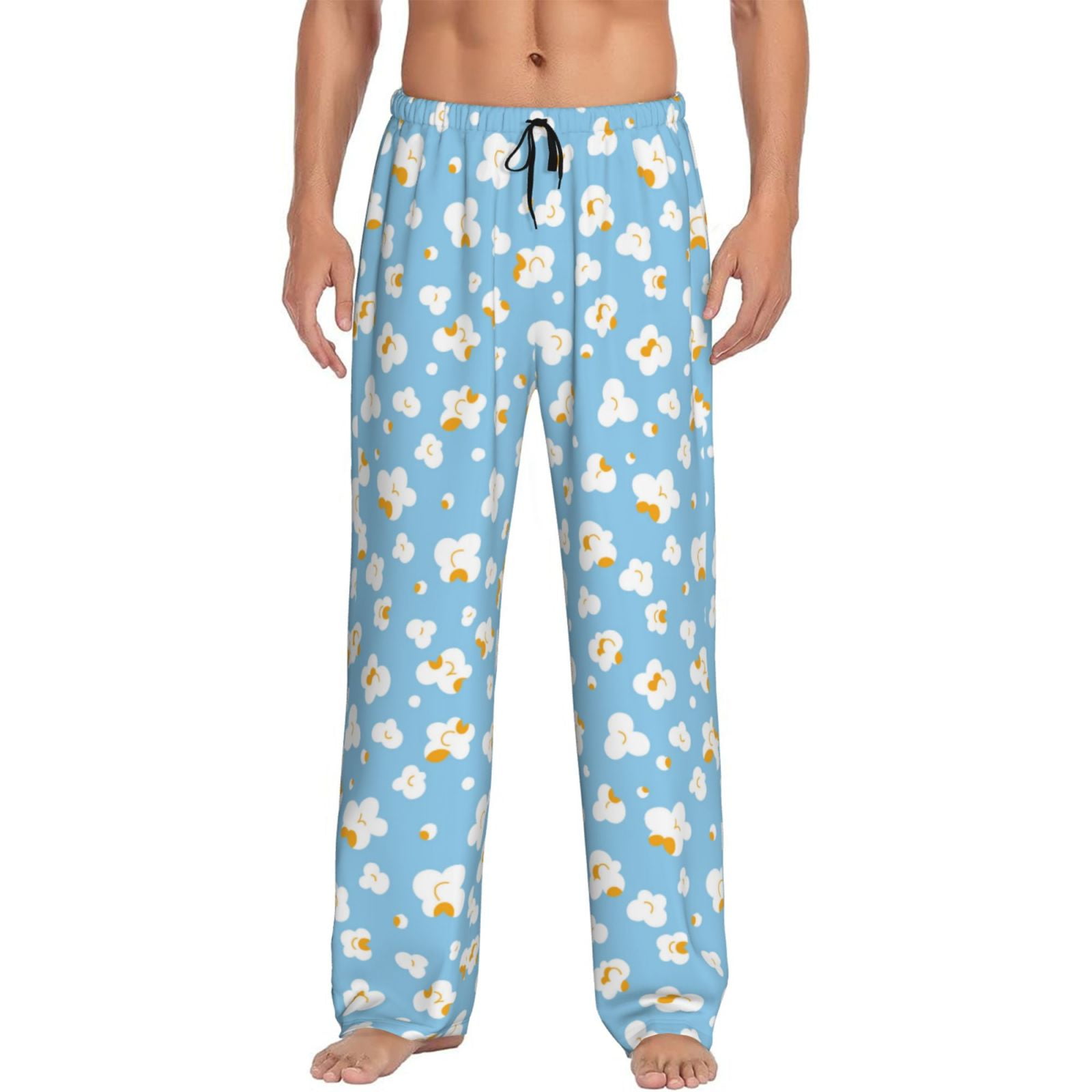 Salouo Blue Popcorn Print Pajama Pants for Men, Lounge Pants Elastic ...