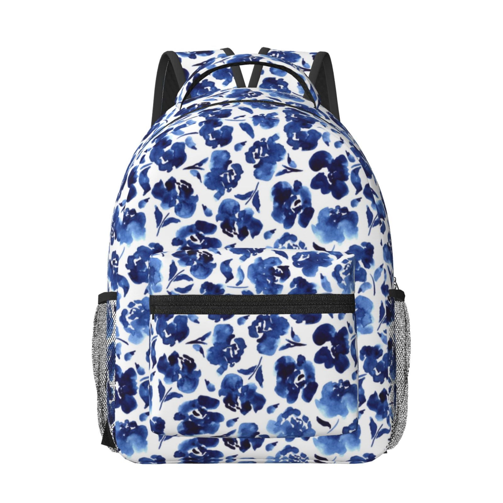 Salouo Blue Roses Print Laptop Backpack 16.5'' Daypack Carry On ...