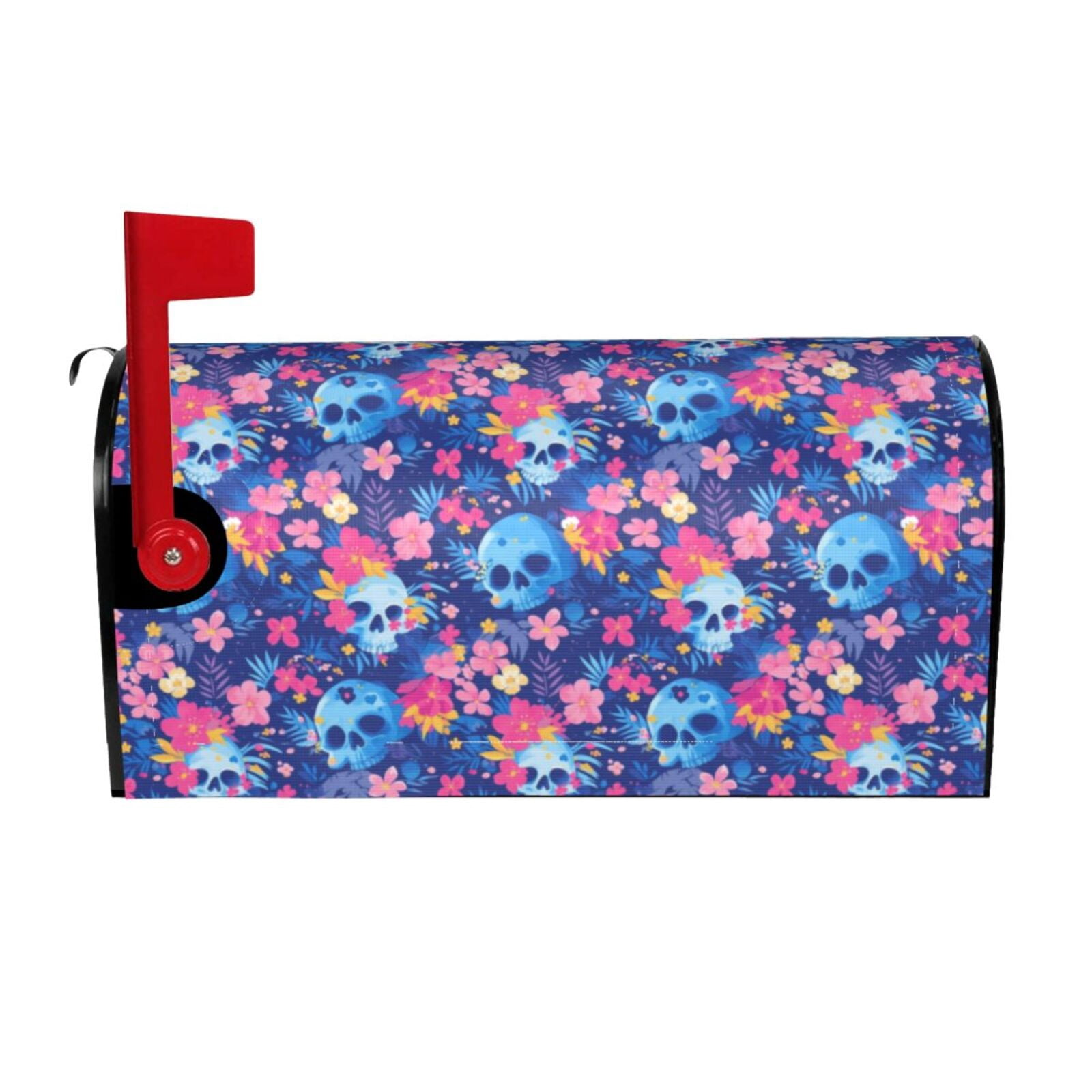 Salouo Blue Skull Flower for Magnetic Mailbox Covers Waterproof Post ...