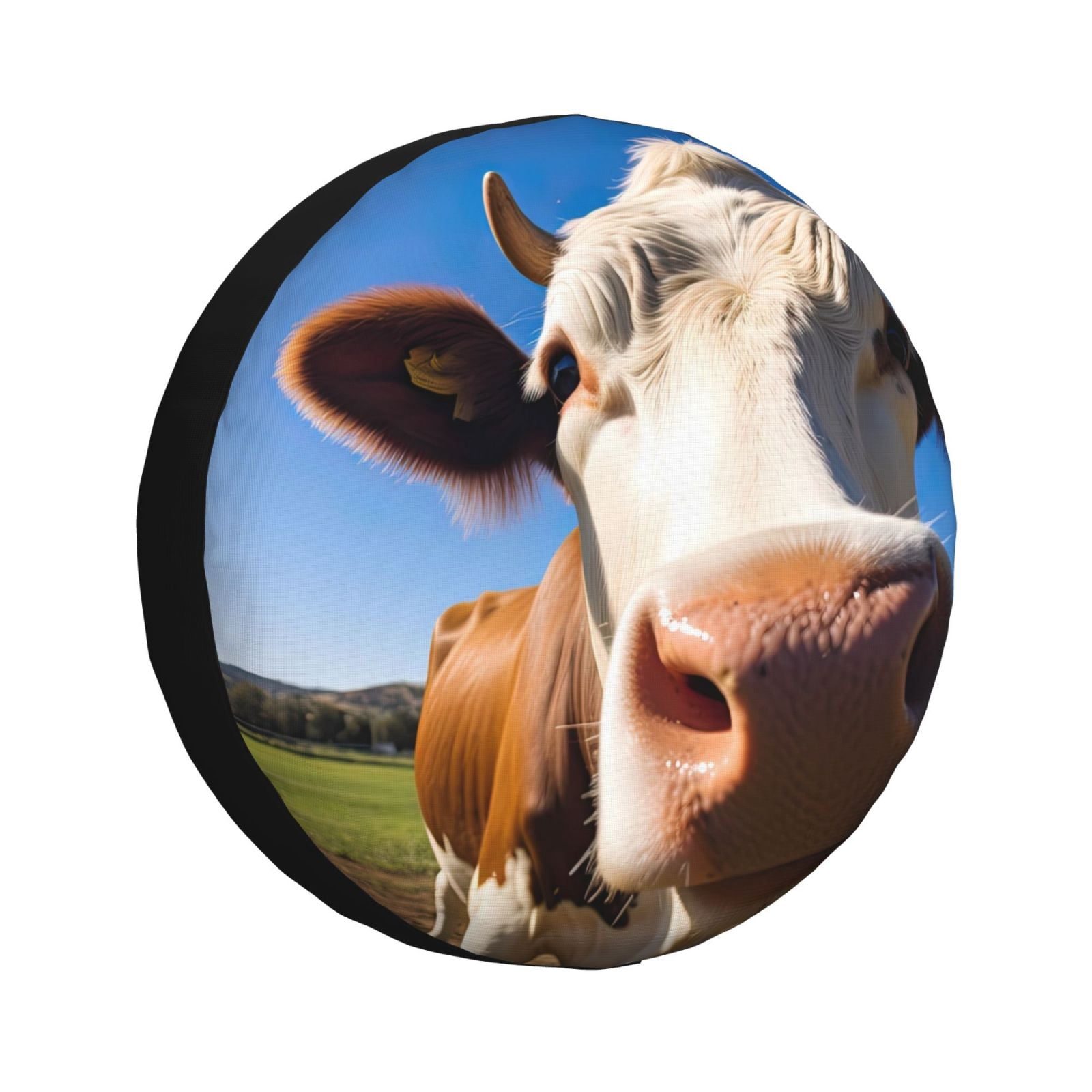 Salouo Blue Sky Meadow Cute Cow Print Spare Tire Cover 14-17 inch Spare ...