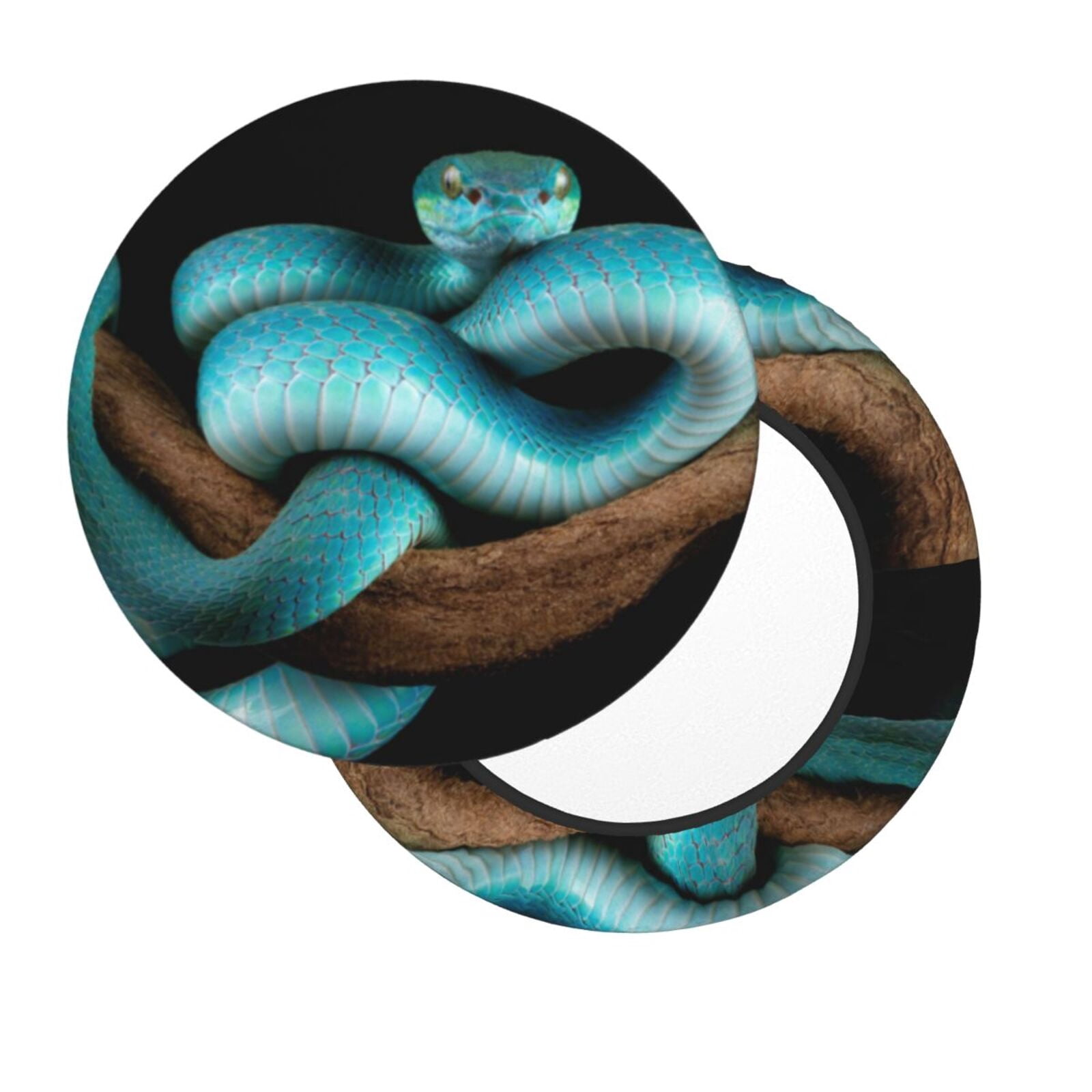 Salouo Blue Viper Snake Pattern Bar Stool Cushion Cover, Round Crease ...