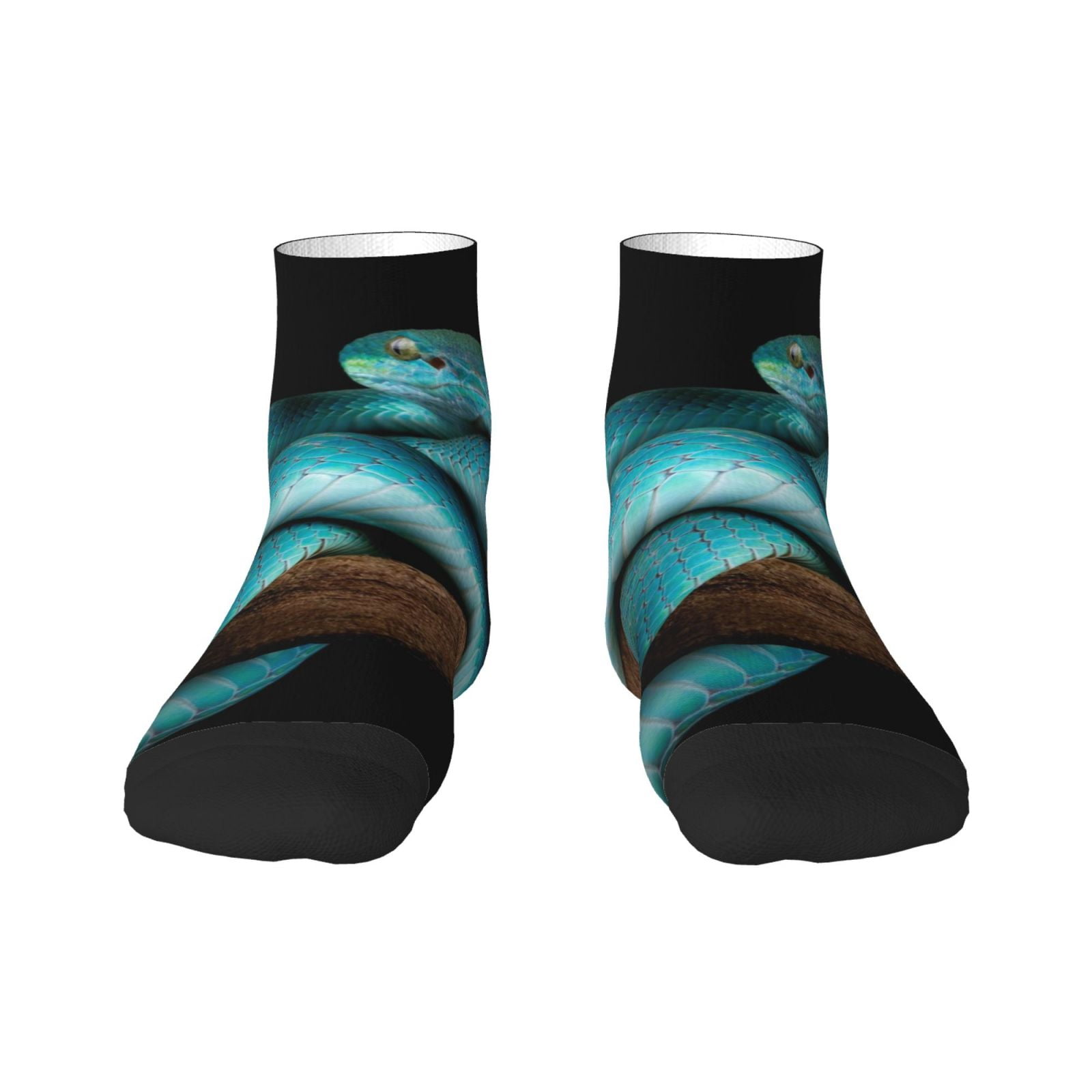Salouo Blue Viper Snake Pattern Unisex Middle Tube Socks,Middle-Finger ...