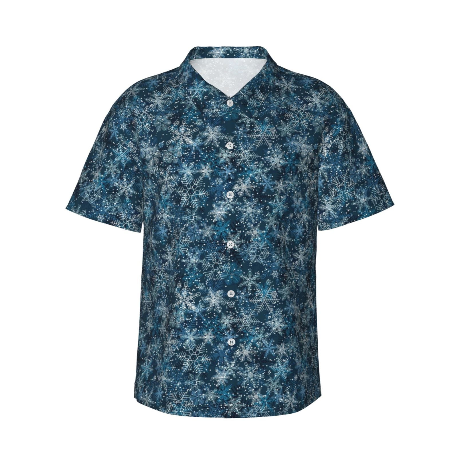 Salouo Blue and White Gradient Snowflake for Hawaiian Shirt for Men ...