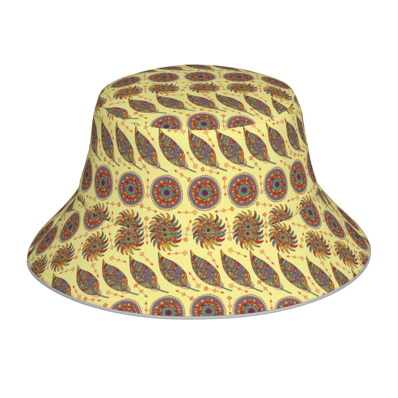 Salouo Bohemia Print Unisex Bucket Hat, Outdoor Summer Beach Fishing ...