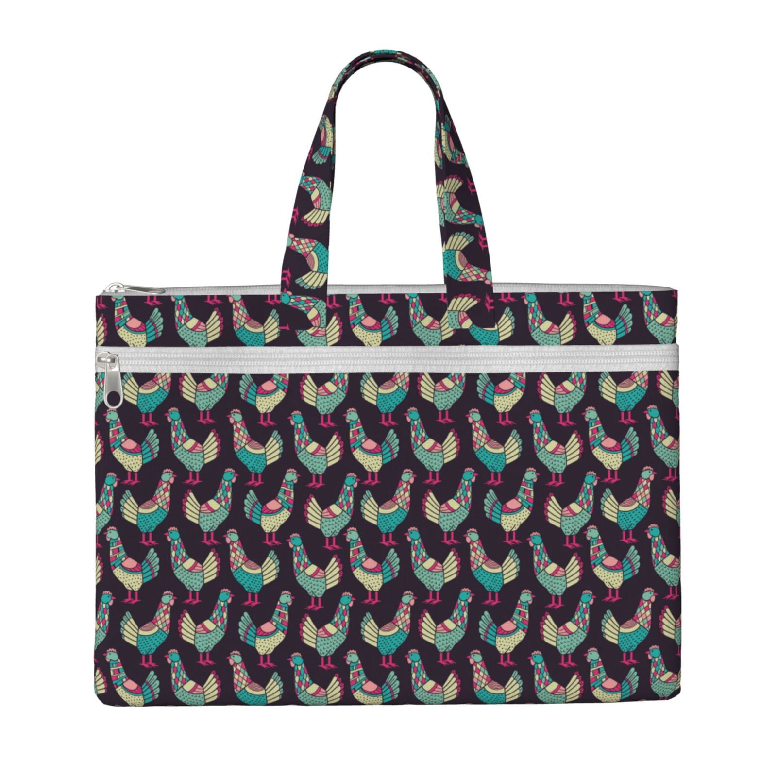 Salouo Bohemian Chicken for Canvas Tote File Bag, Tote Bag With Zipper ...