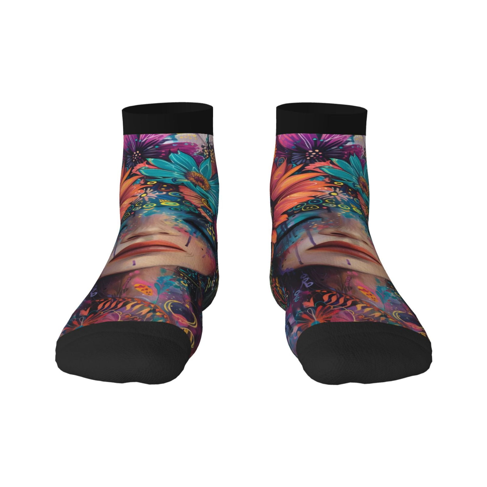 Salouo Bohemian Colorful Flower Woman Pattern Unisex Middle Tube Socks ...