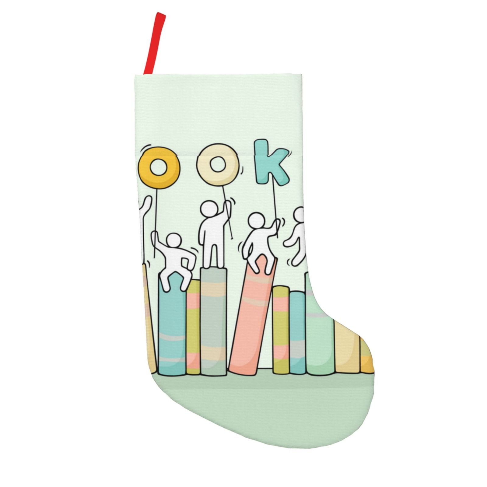 Salouo Books Print Christmas Decorations Stockings 1 Pack 18'' Xmas ...