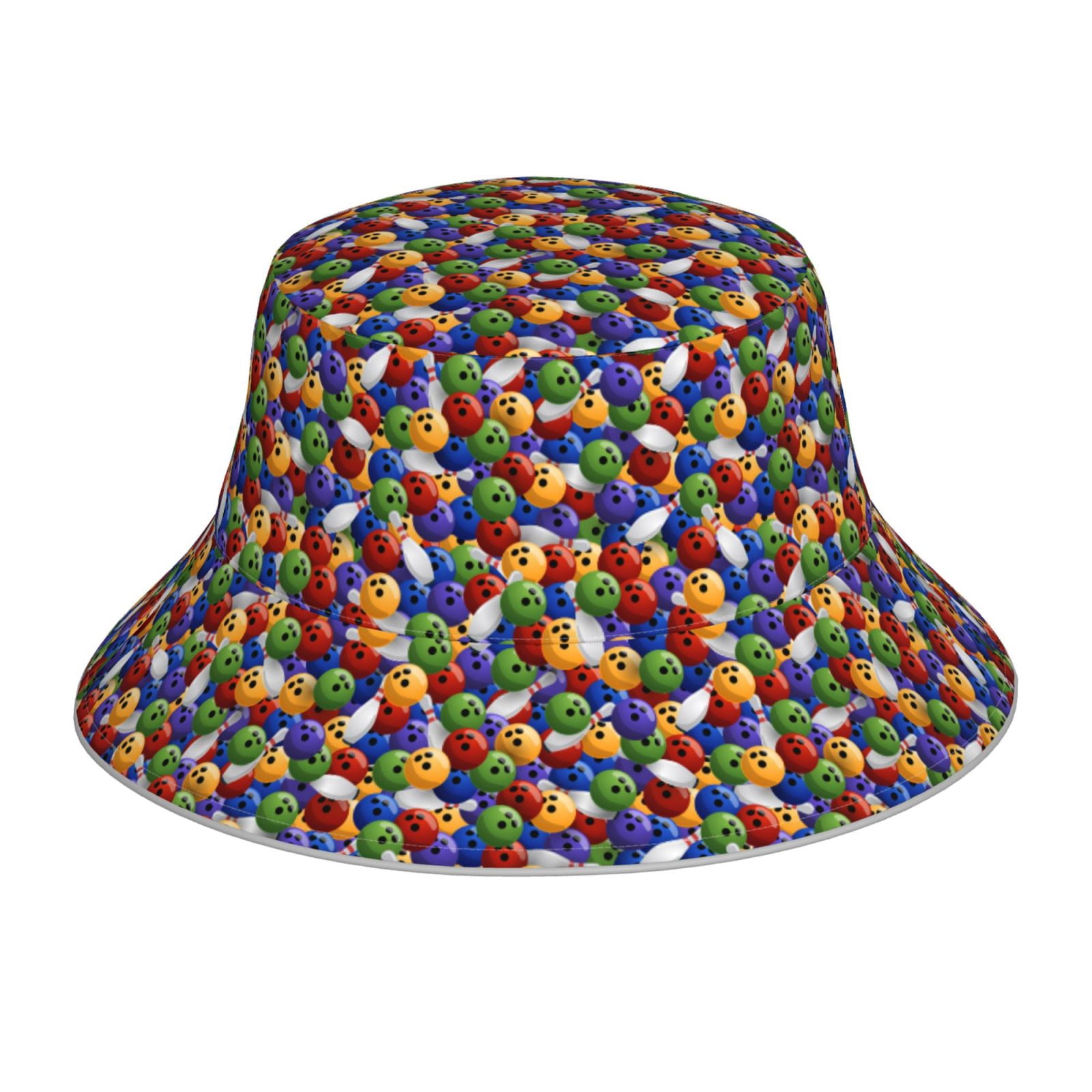 Salouo Bowling Colorful Print Unisex Bucket Hat, Outdoor Summer Beach ...